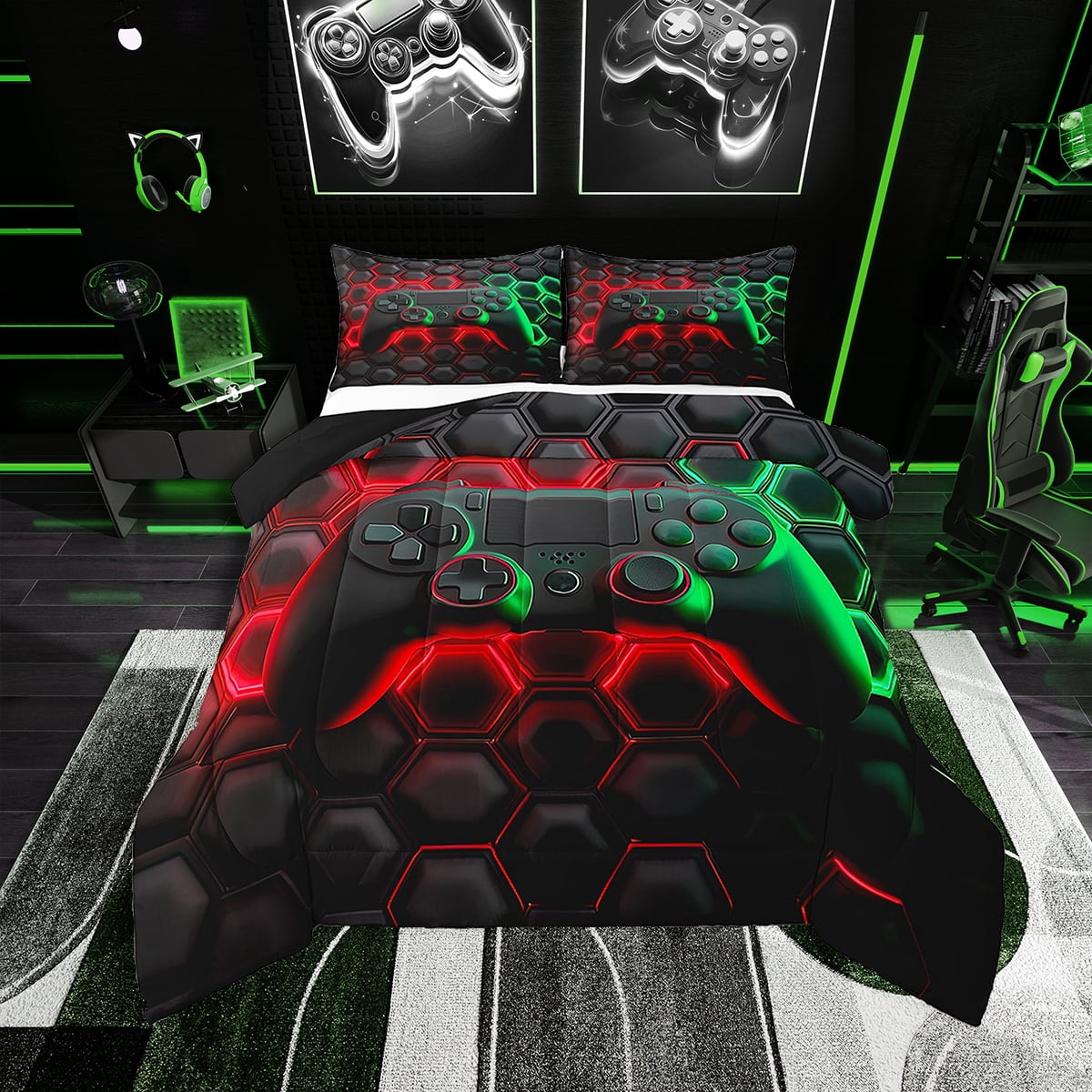Game Console Comforter Set Twin Space Universe Gaming Bedding Video ...