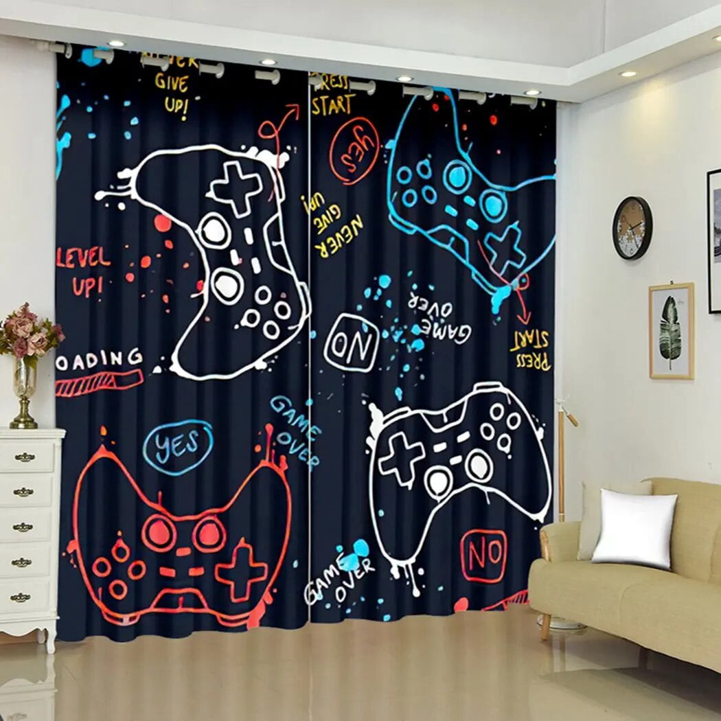 Game Console Controller Curtain Retro Arcade Machine Polyester Pongee ...