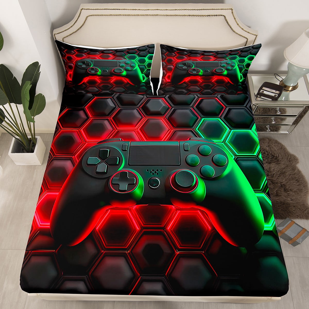 Game Console Fitted Sheet Twin for Boys Girls Kids Space Universe ...