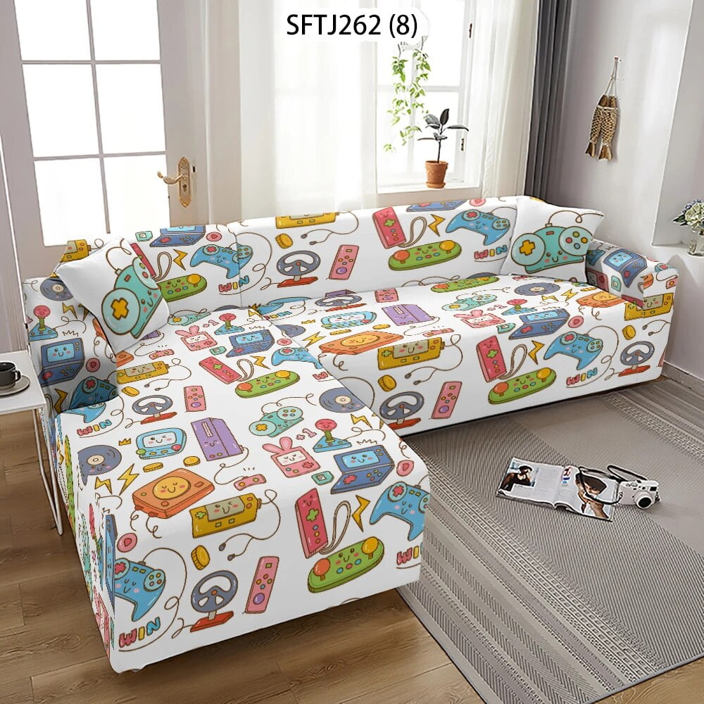 Game Console Messy Puzzle Seat Cover Decor 1/2/3/4-Seat Sectional L ...