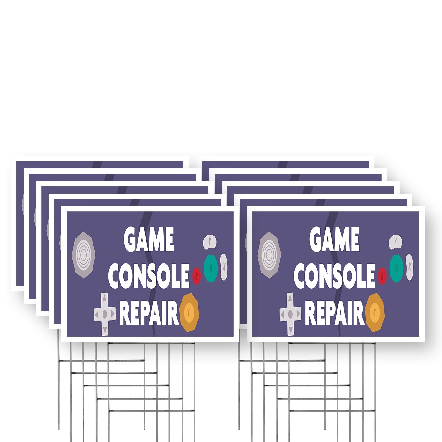 Game Console Repair Yard Sign 10 Pack of 18 Inch x 24 Inch Double Sided ...
