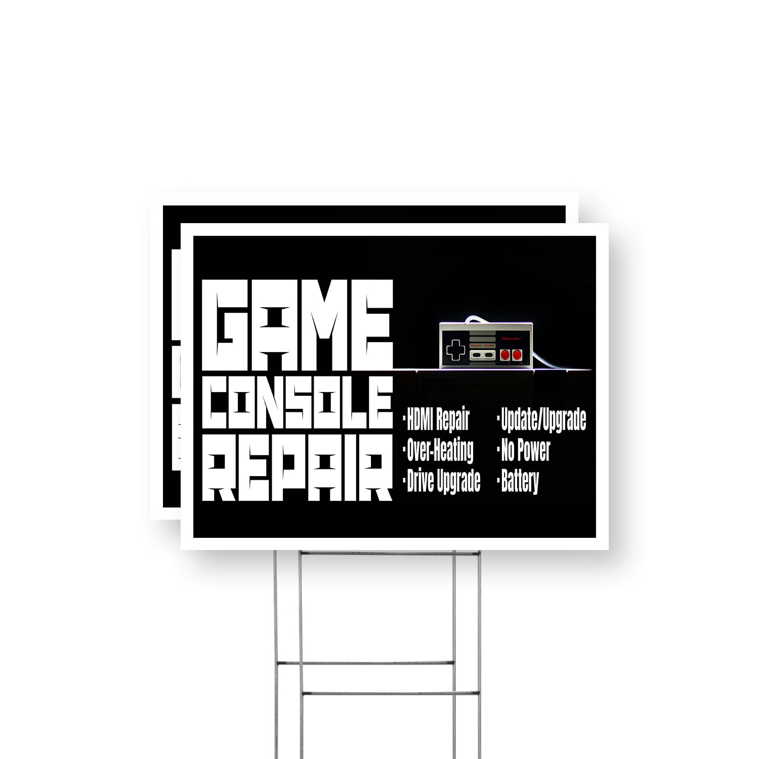 Game Console Repair Yard Sign 2 Pack of 12 Inch x 16 Inch Double Sided ...