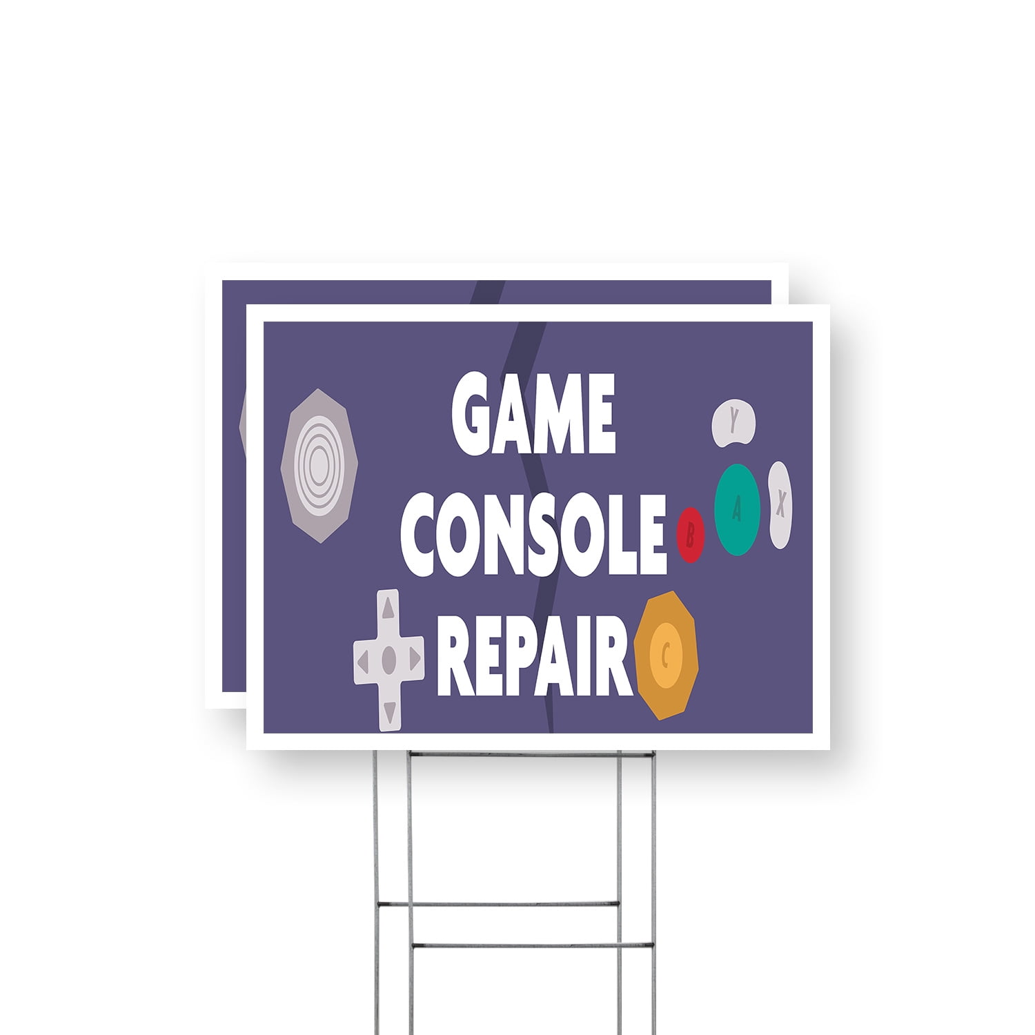 Game Console Repair Yard Sign 2 Pack of 18 Inch x 24 Inch Double Sided ...