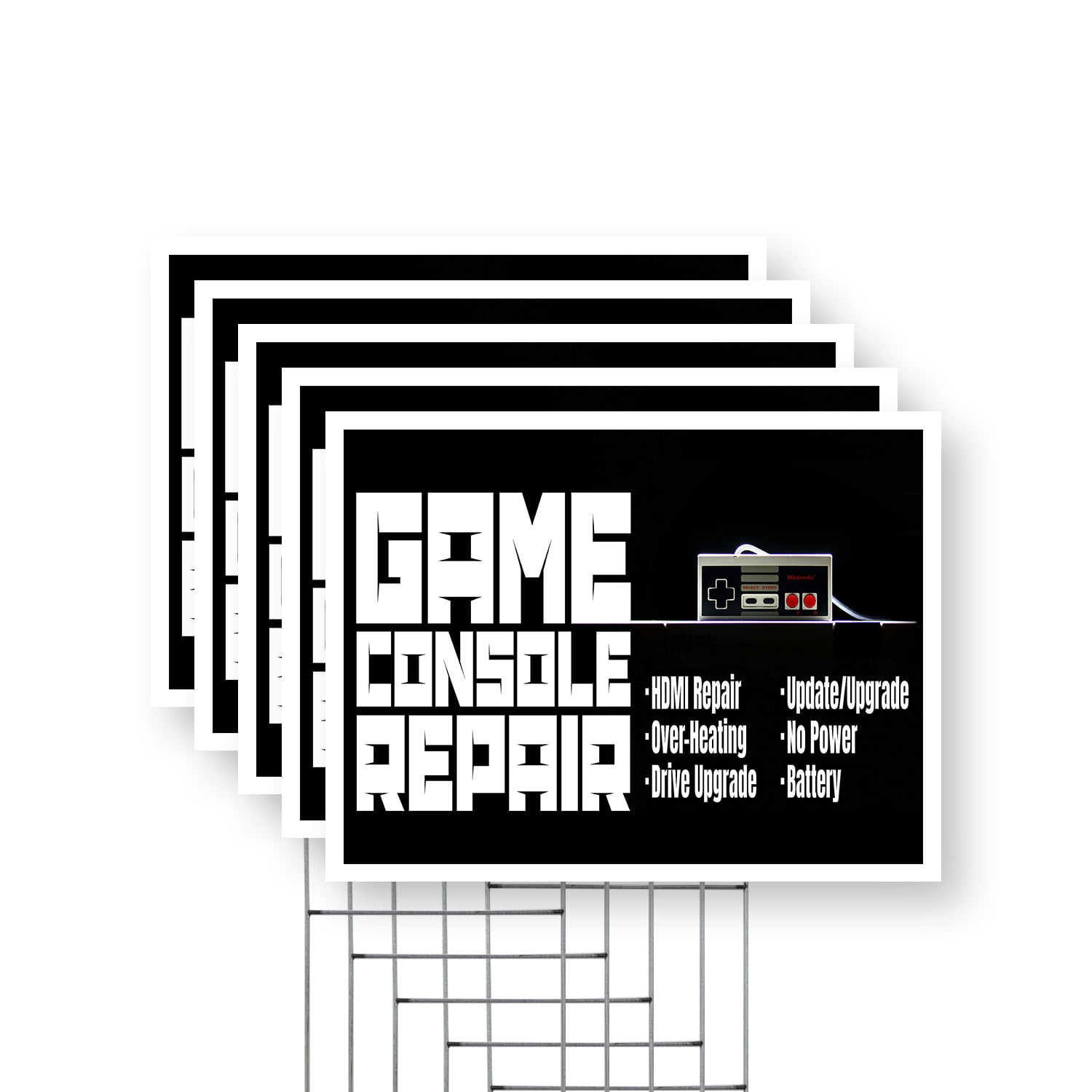 Game Console Repair Yard Sign 5 Pack of 18 Inch x 24 Inch Double Sided ...