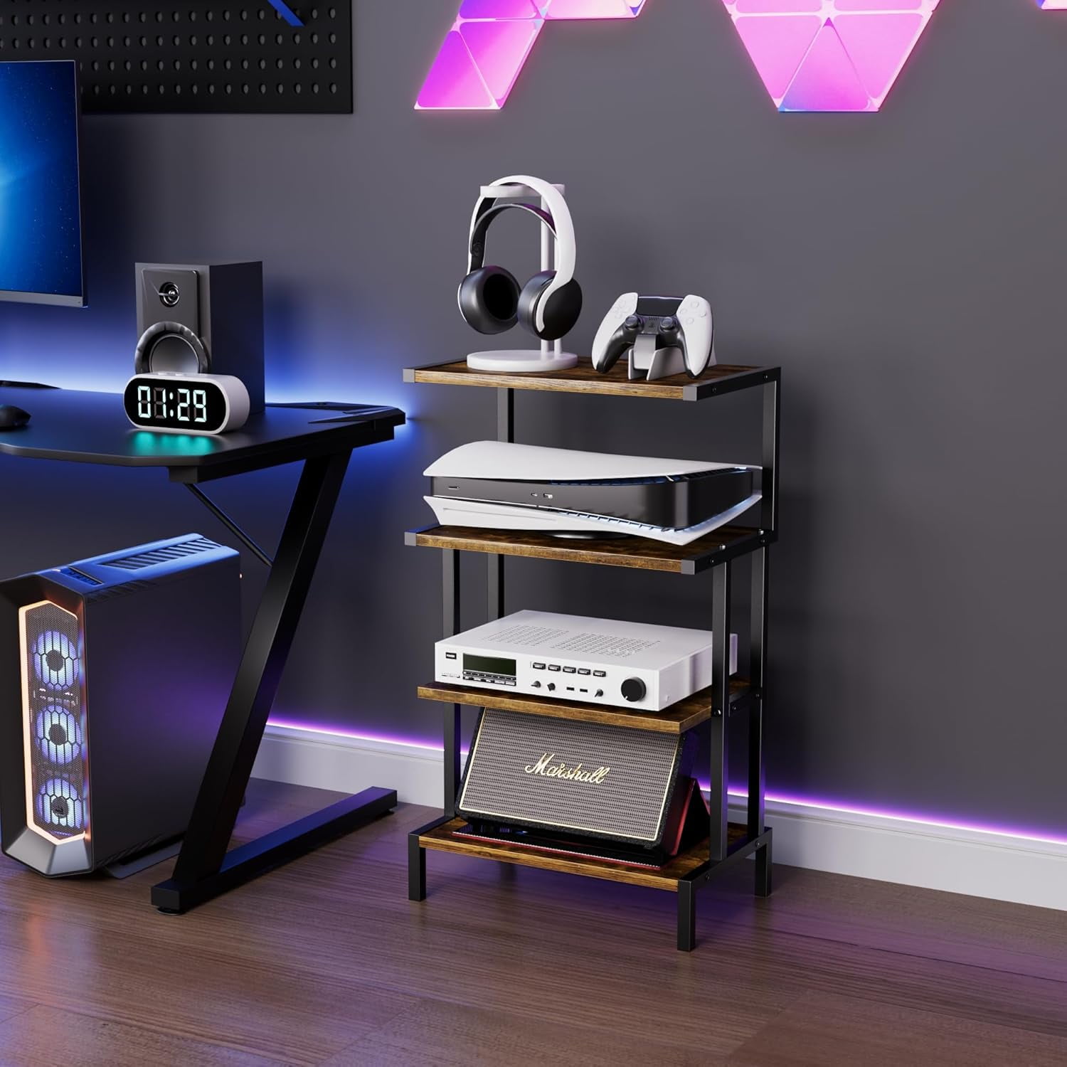 Game Console Stands, 4-Tier Stereo Stand Cabinet for Small Space ...