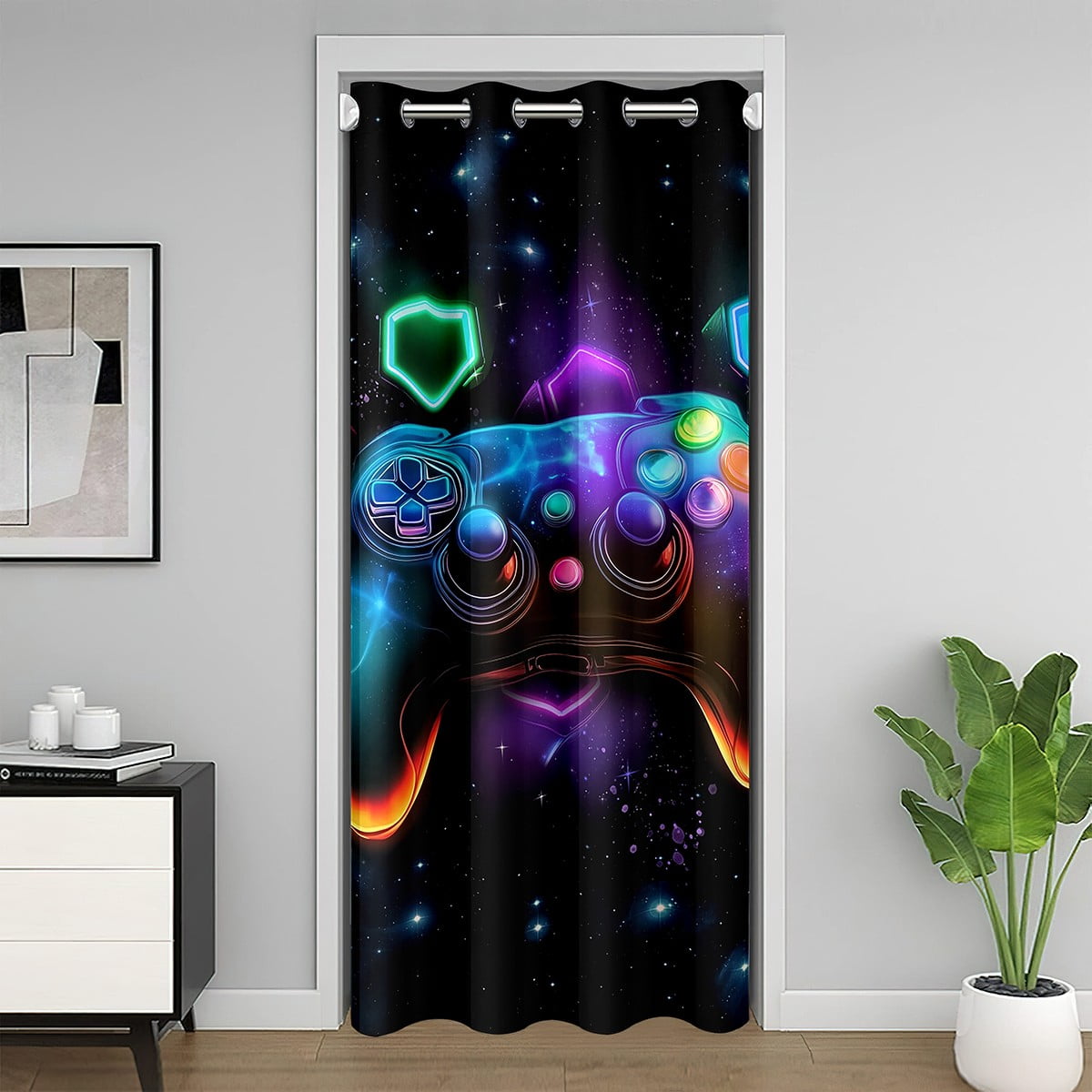 Game Consoles 59" W X 80" L Door Curtain Gamer,Gamer Blackout Curtain ...
