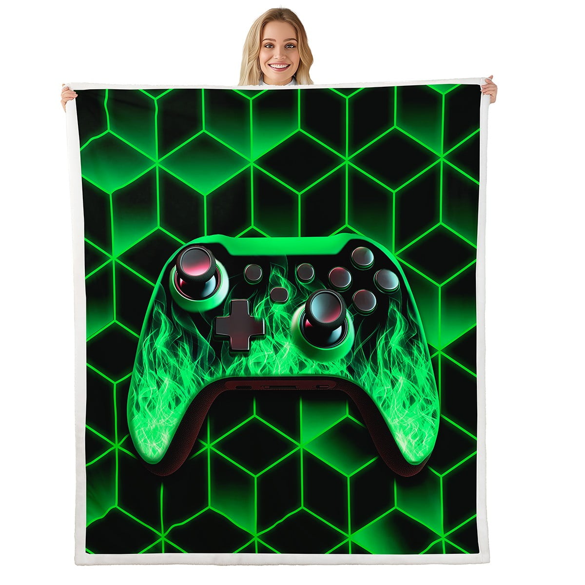 Game Consoles Blanket Neon Geometry Gamepad Throw Blanket 90"x90",3D ...