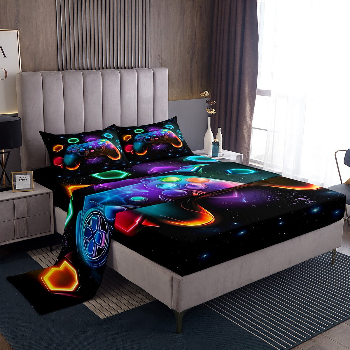 Game Consoles Gaming Sheet Set Queen Gamer Gifts,Gamer Bed Sheets Set ...