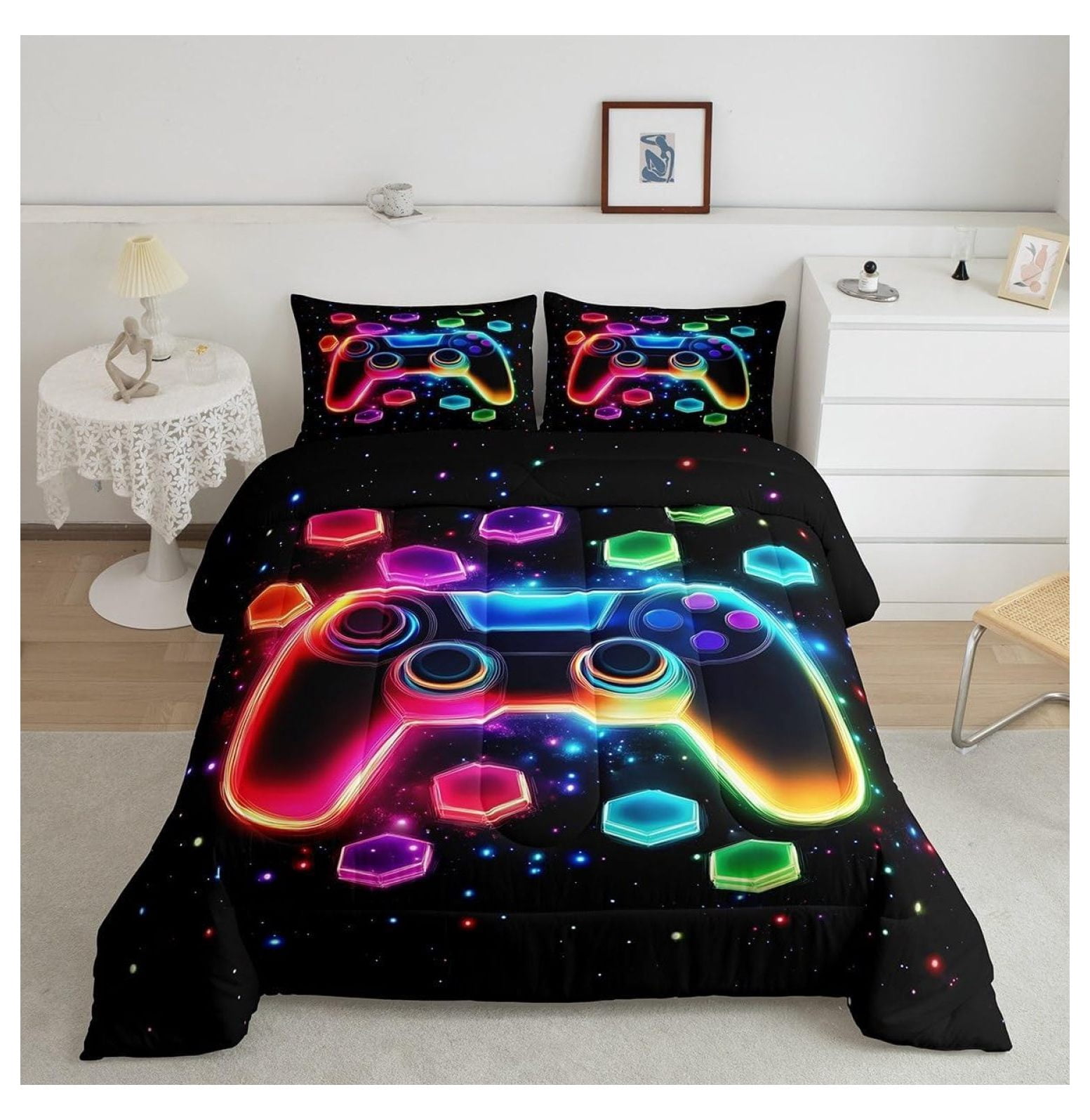 Game Consoles Kids Boys Reversible Comforter Set Twin Size,Gaming ...