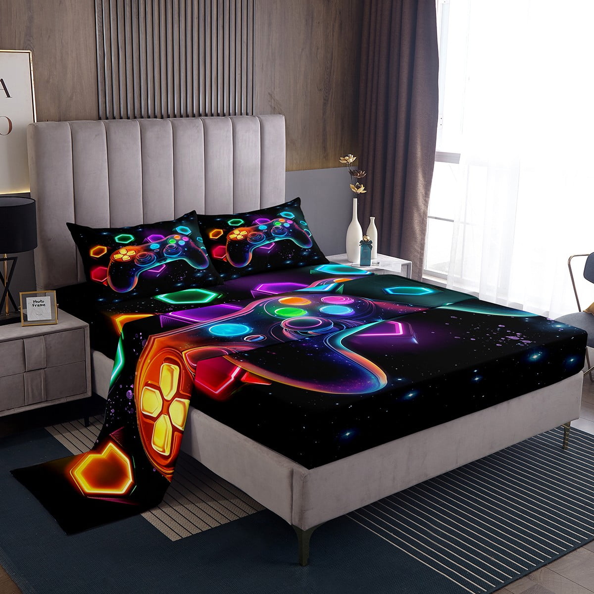 Game Consoles Sheet Set Queen Gamer Gifts,Gaming Bed Sheets Set Space ...