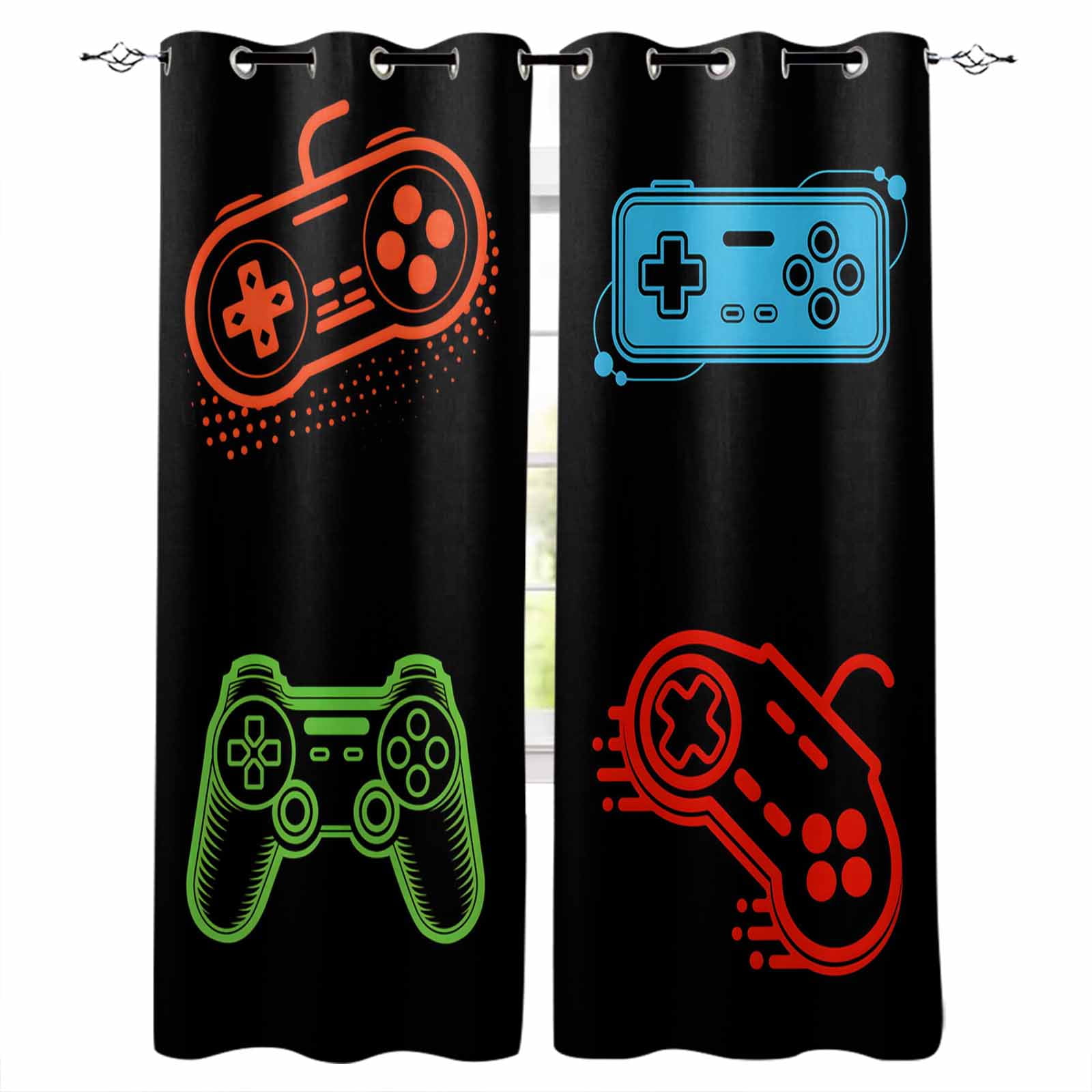 Game Controller Blackout Curtains 63 Inches Long, Modern Art Gaming ...
