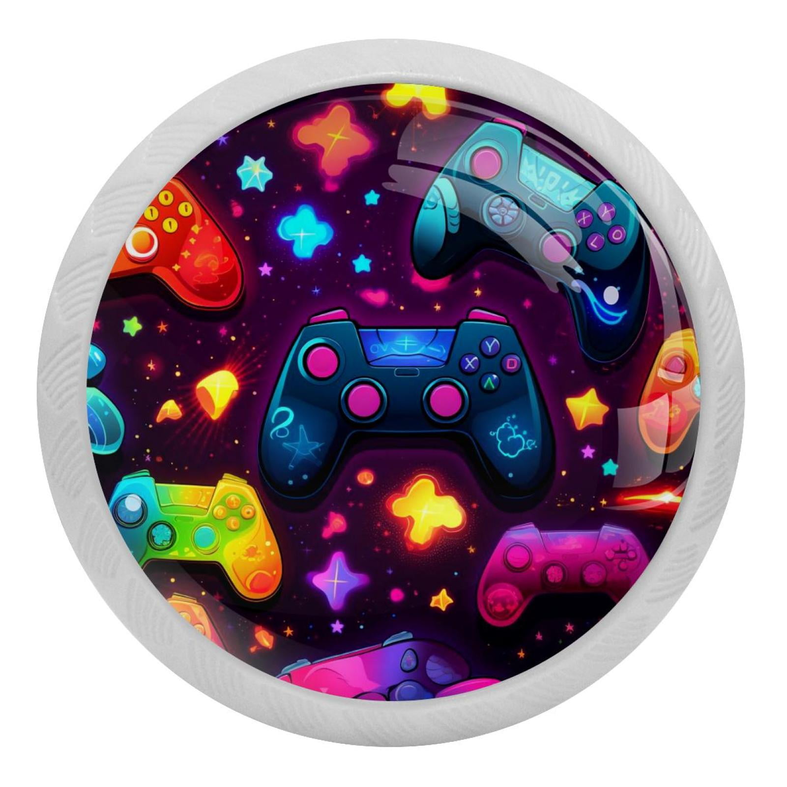 Game Controller Fluorescent Drawer Pulls with Screws - Round 4-Pack ...