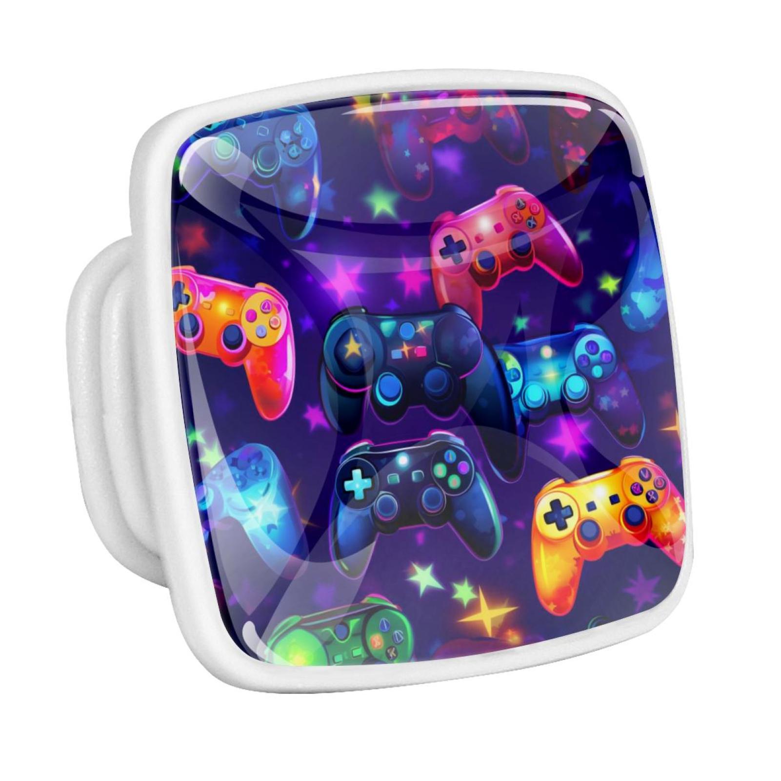 Game Controller Fluorescent Drawer Pulls with Screws Square 4-Pack Glow ...