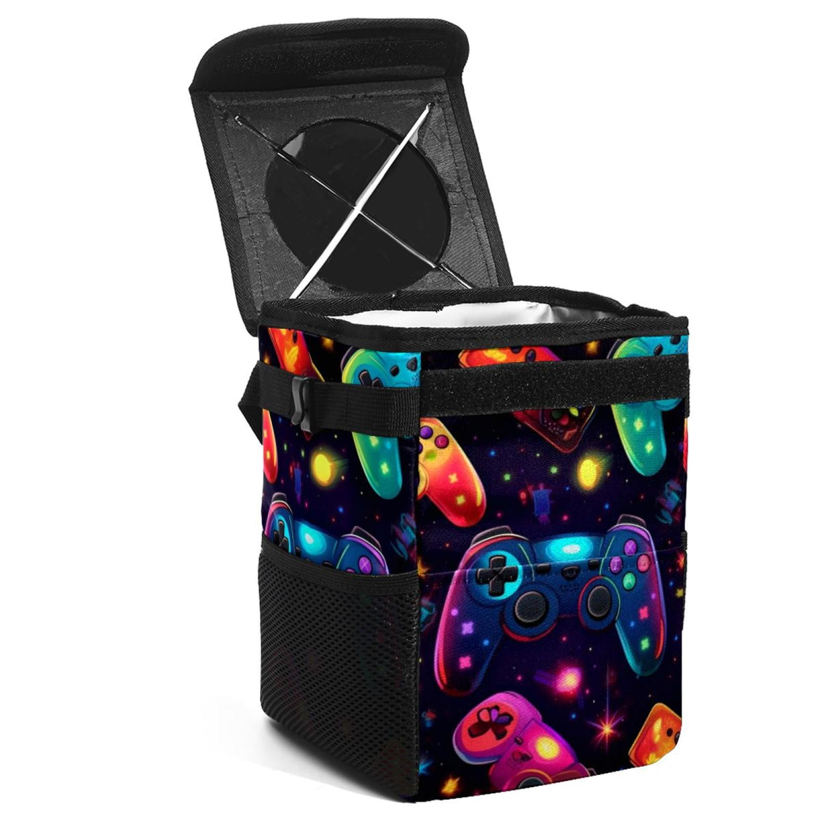 Game Controller Foldable Car Trash Can with Lid, Leak-Proof Mini Trash ...