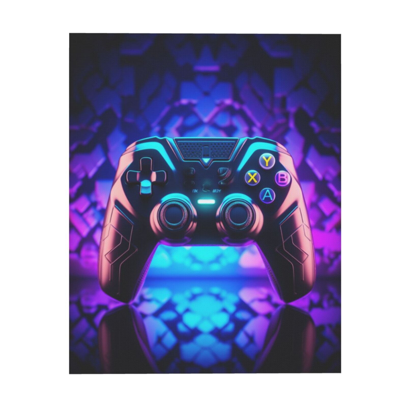 Game Controller, Futuristic Style Background, Neon Color Scheme (6 ...