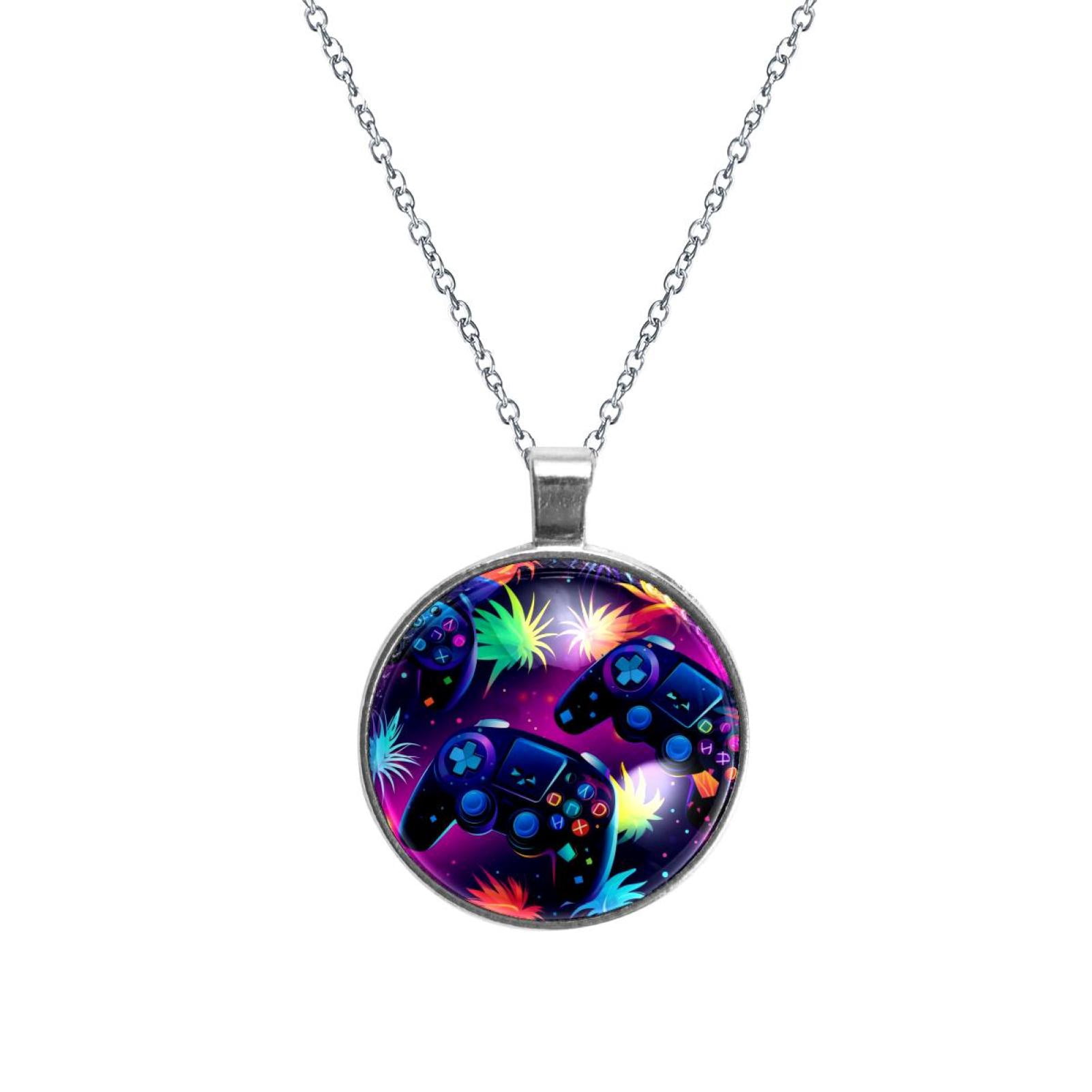 Game Controller Glass Circular Pendant Necklace - Stylish Jewelry ...