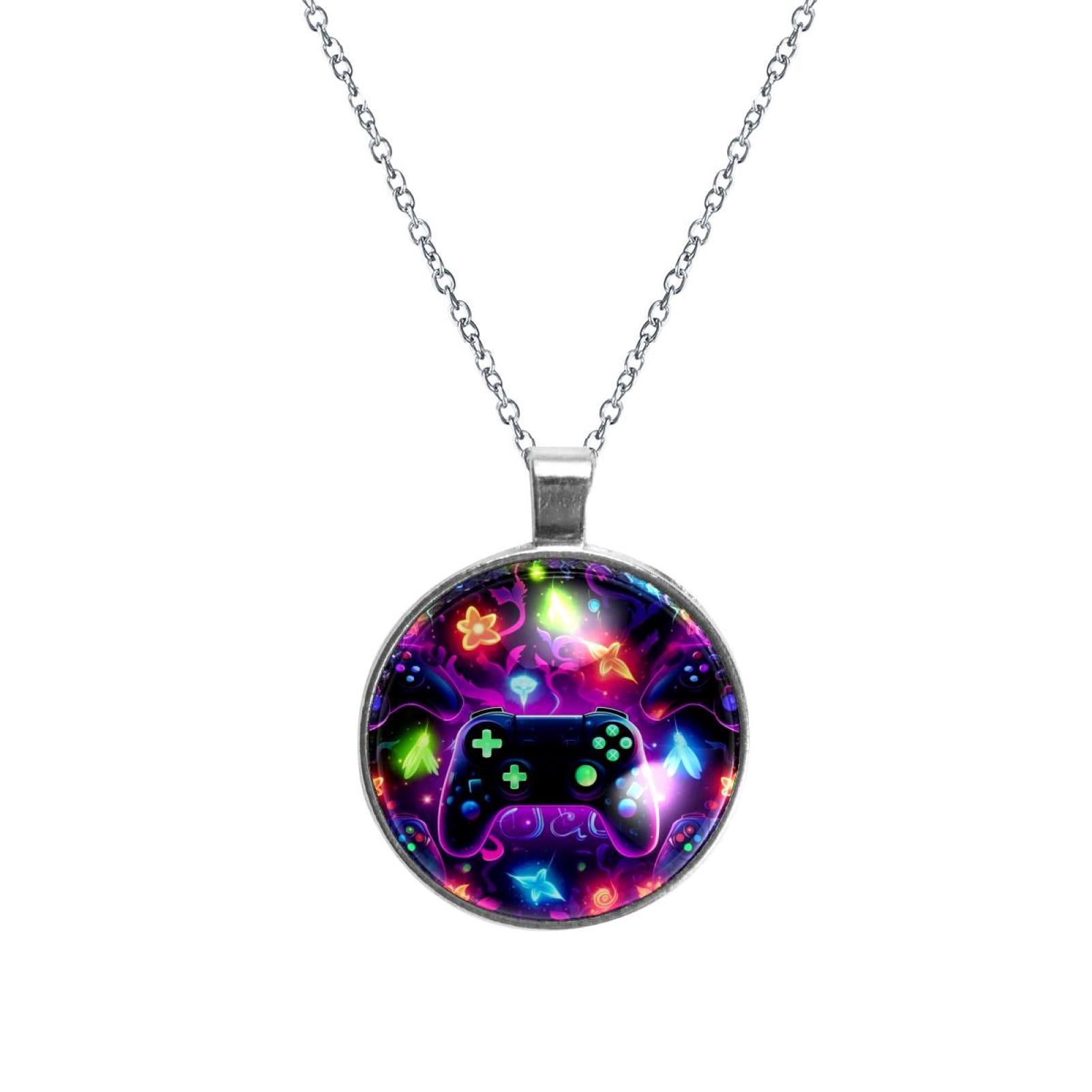 Game Controller Glass Design Circular Pendant Necklace - Walmart.com