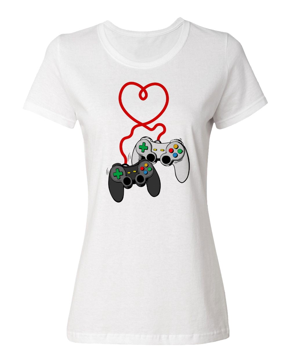 Game Controller Heart - Valentines Day Gaming Funny Ladies' Crewneck T ...