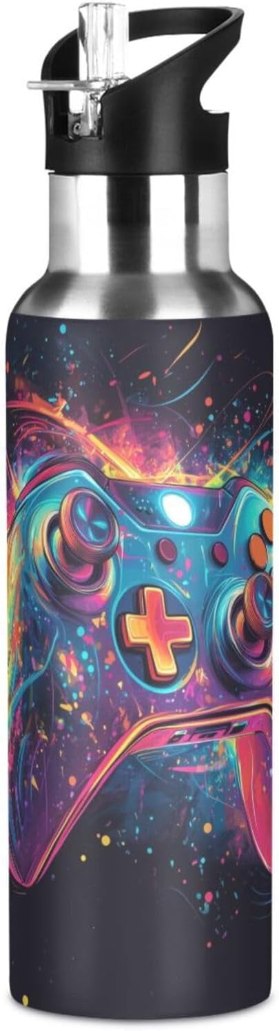 Game Controller Joystick Water Bottle Leakproof Insulated Stainless ...