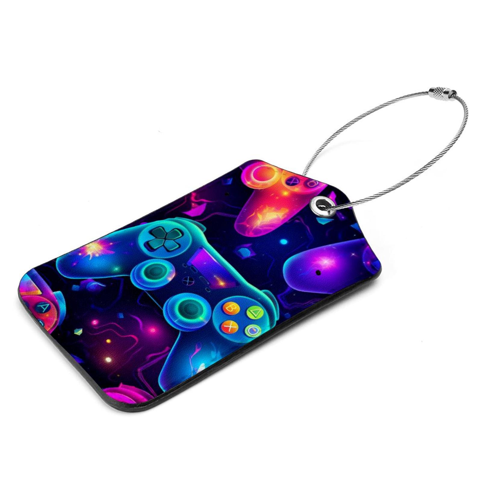 Game Controller Pattern 2 PCS Luggage Tags Suitcases PU Leather Travel ...