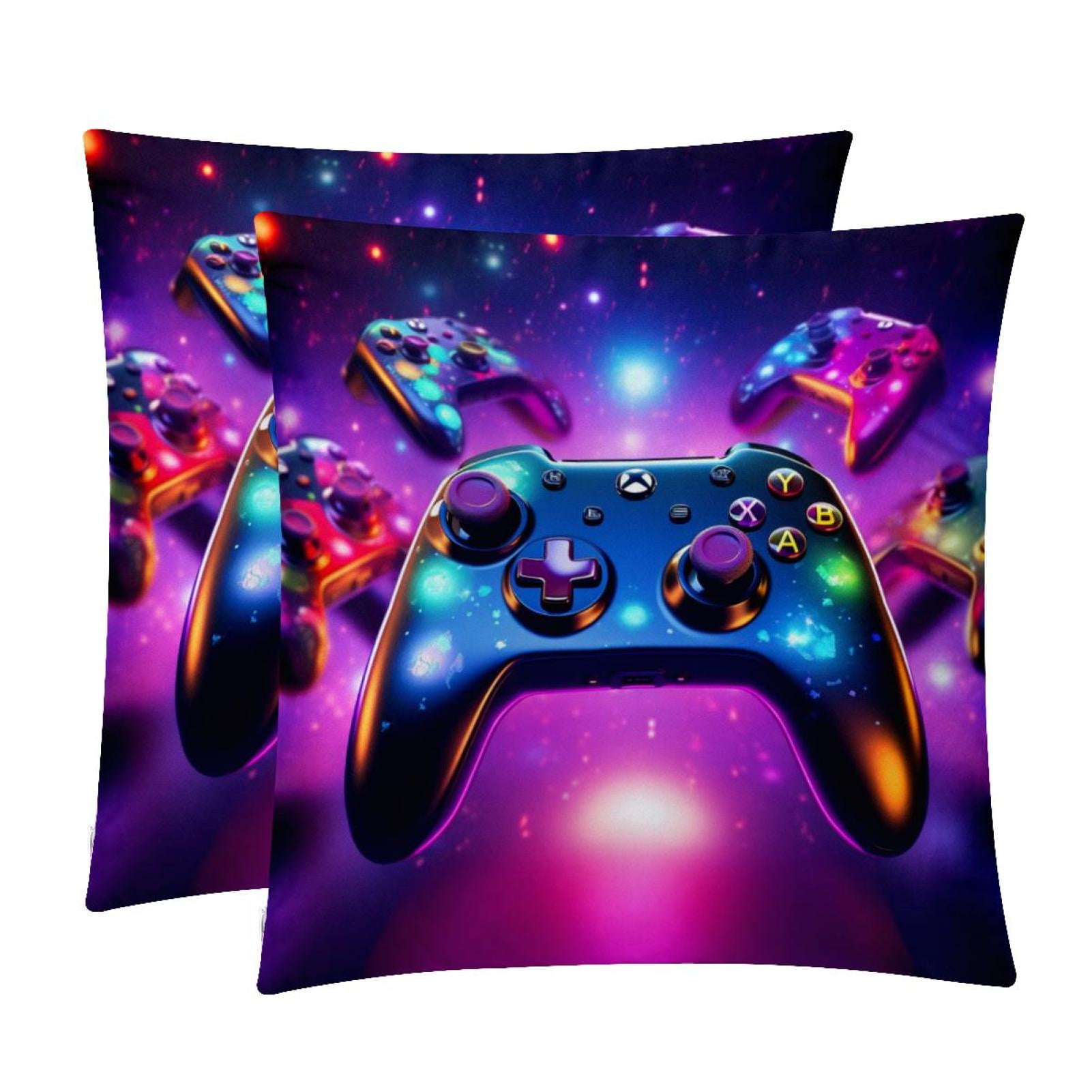 Game Controller Pattern 2pc Luxurious Velvet Throw Pillow Covers Unique ...