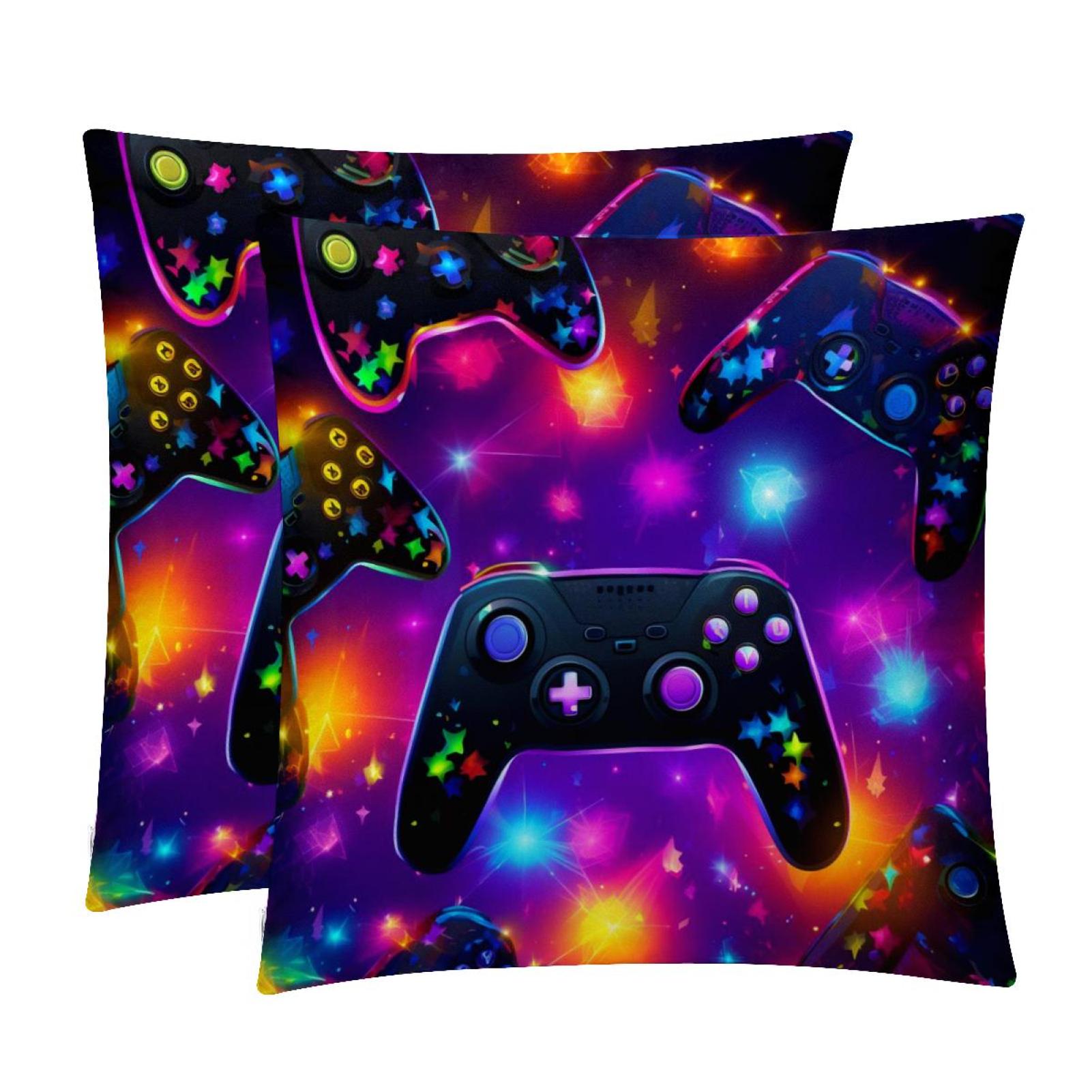 Game Controller Pattern 2pc Luxurious Velvet Throw Pillow Covers Unique ...
