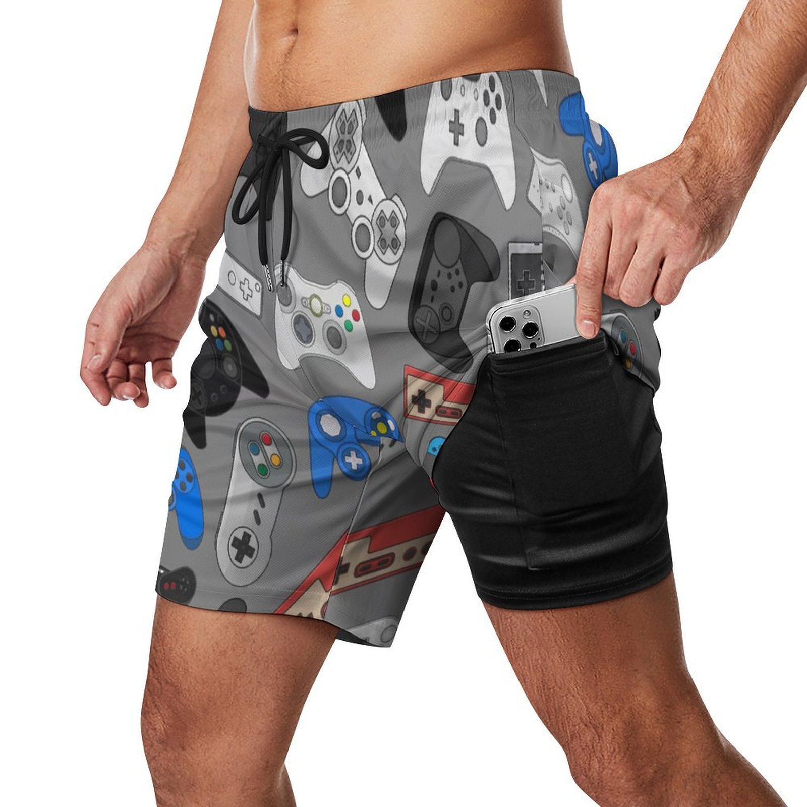 Game Controller Pattern Quick Dry Swimming Shorts For Men Swimwear ...