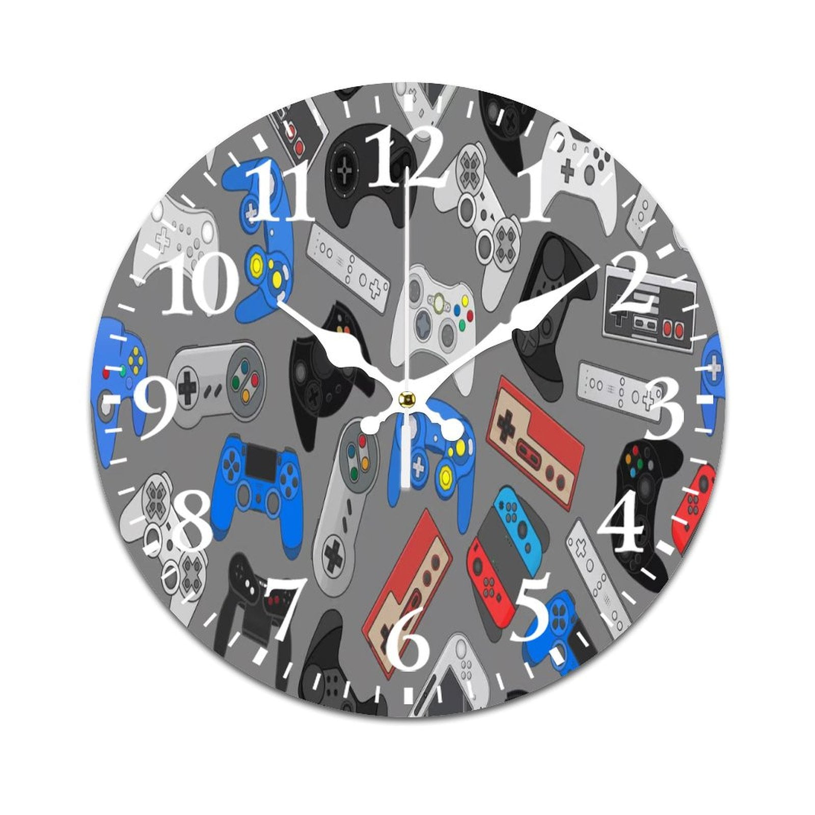 Game Controller Pattern Wall Clock Modern Design Clocks Wall Hanging ...