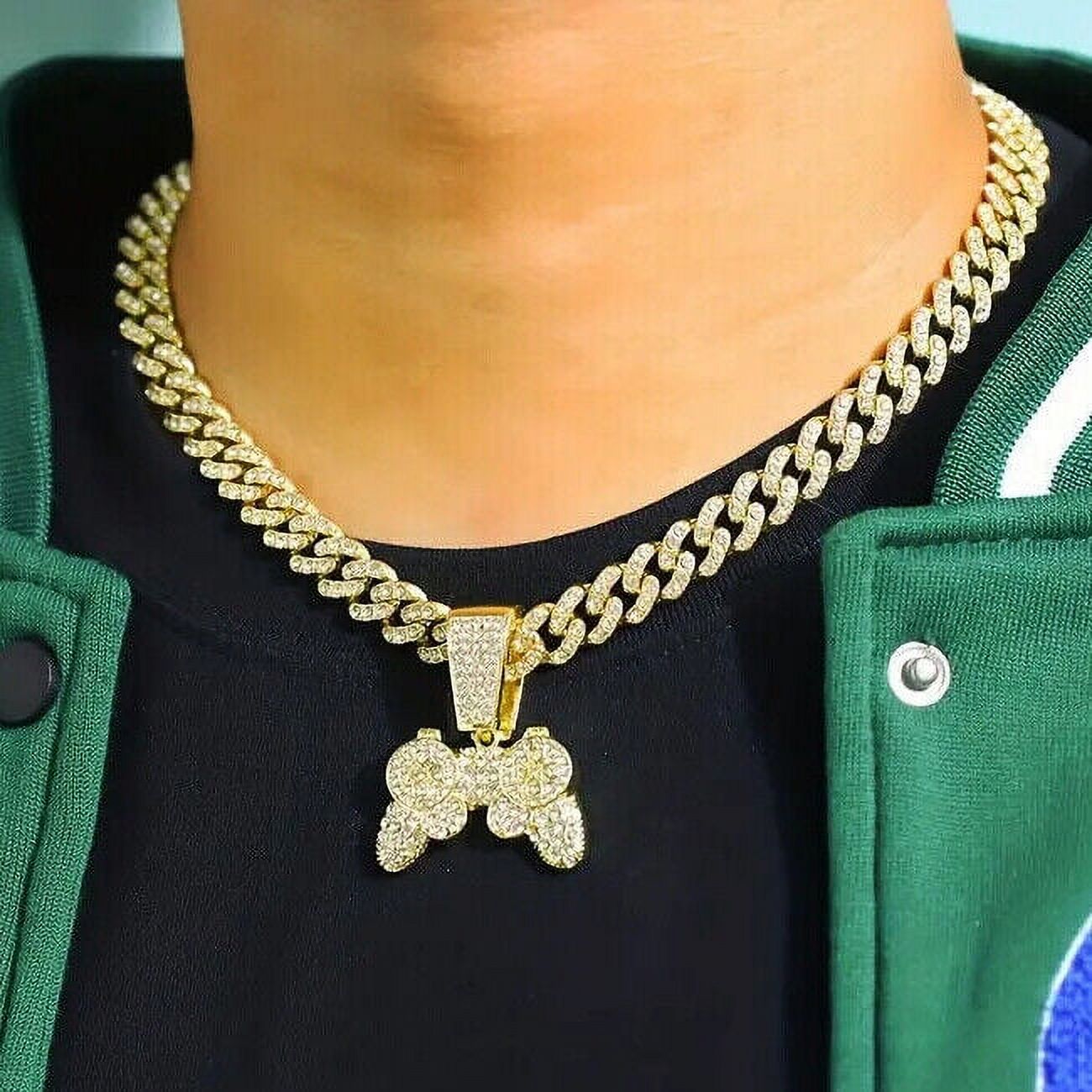 Game Controller Pendant 13mm 16" ~ 24" Iced Cubic Zirconia Cuban Chain ...