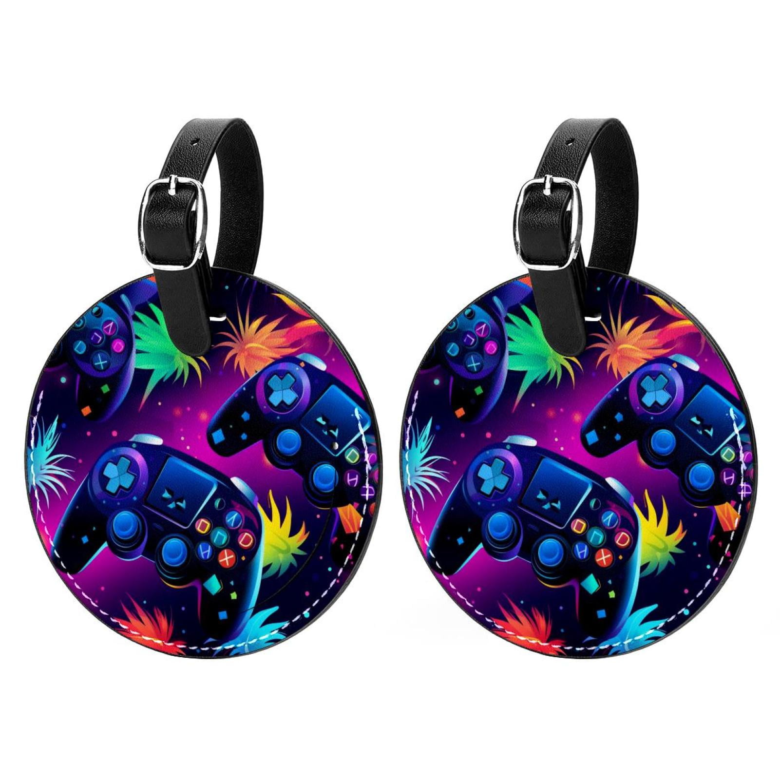 Game Controller Set of 2pcs PU Leather Round Suitcase Tags with Privacy ...