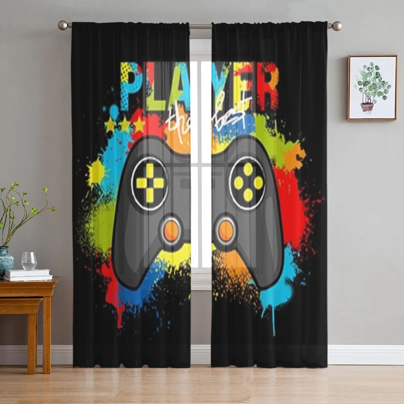 Game Controller Sheer Curtains for Living Room Bedroom Tulle Curtains ...