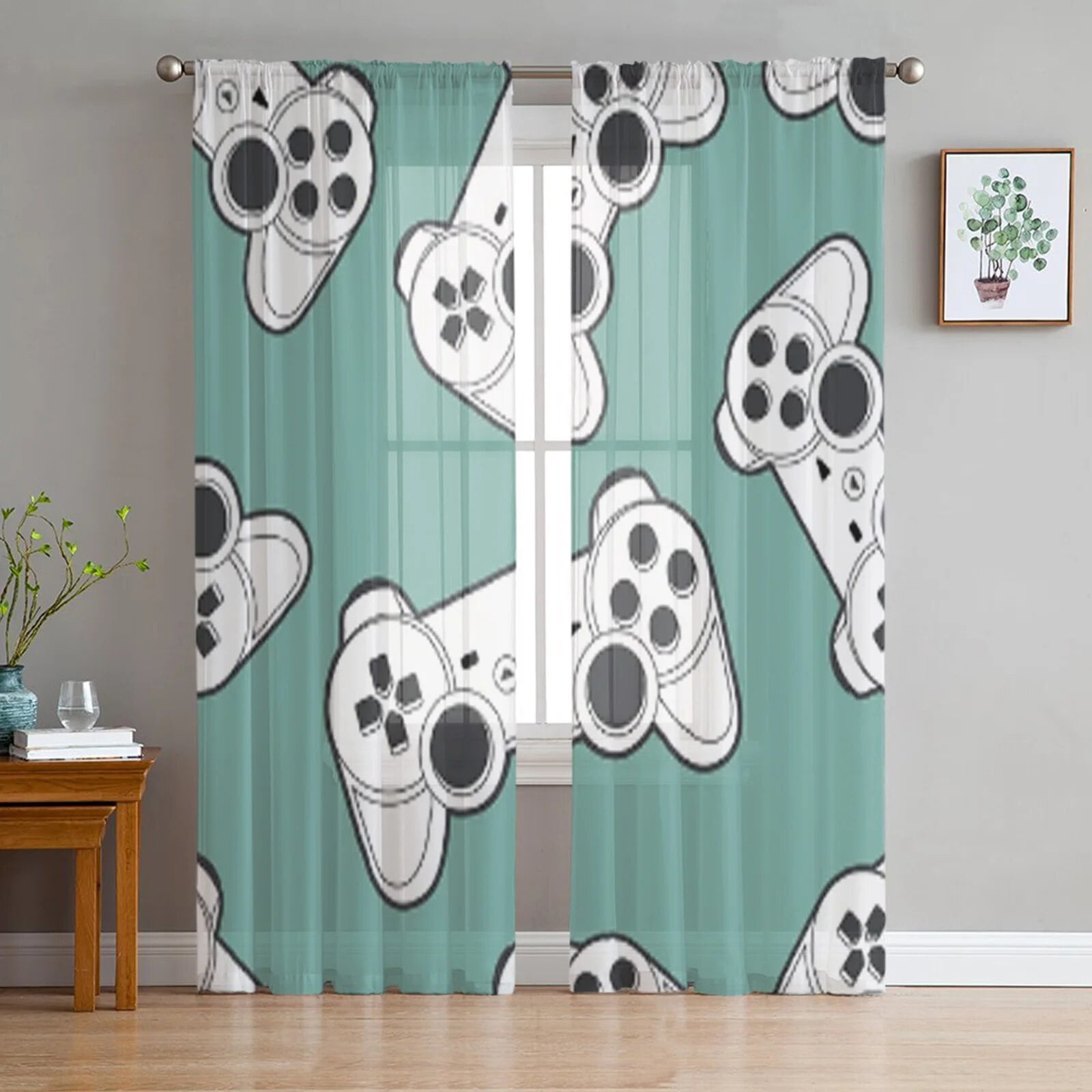 Game Controller Sheer Curtains for Living Room Bedroom Tulle Curtains ...