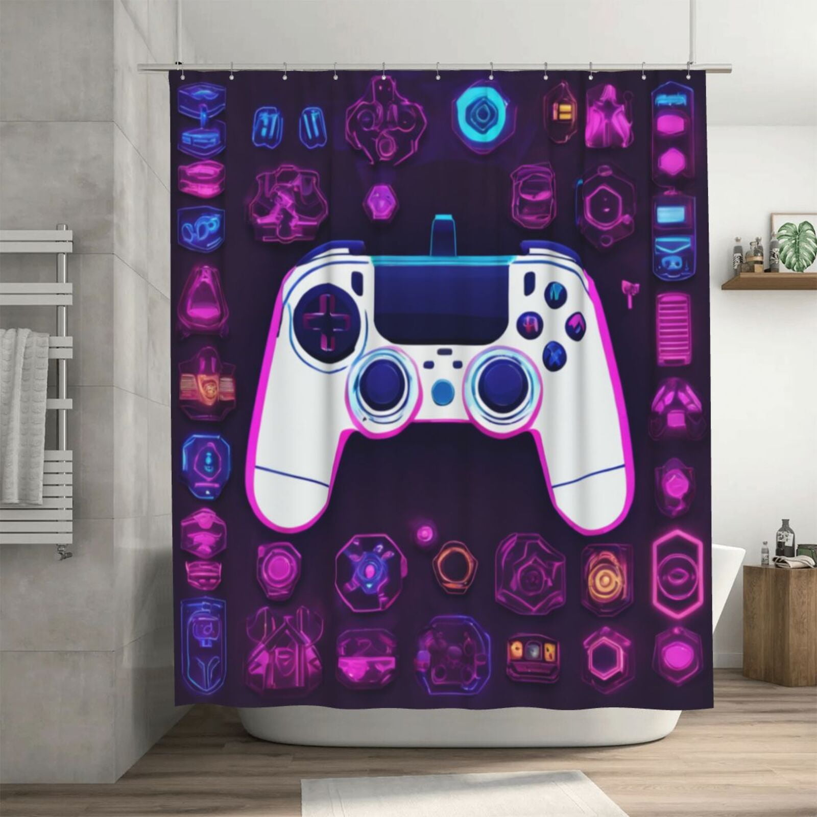 Game Controller Shower Curtain 72X72In For Bathroom, Waterproof Fabric ...