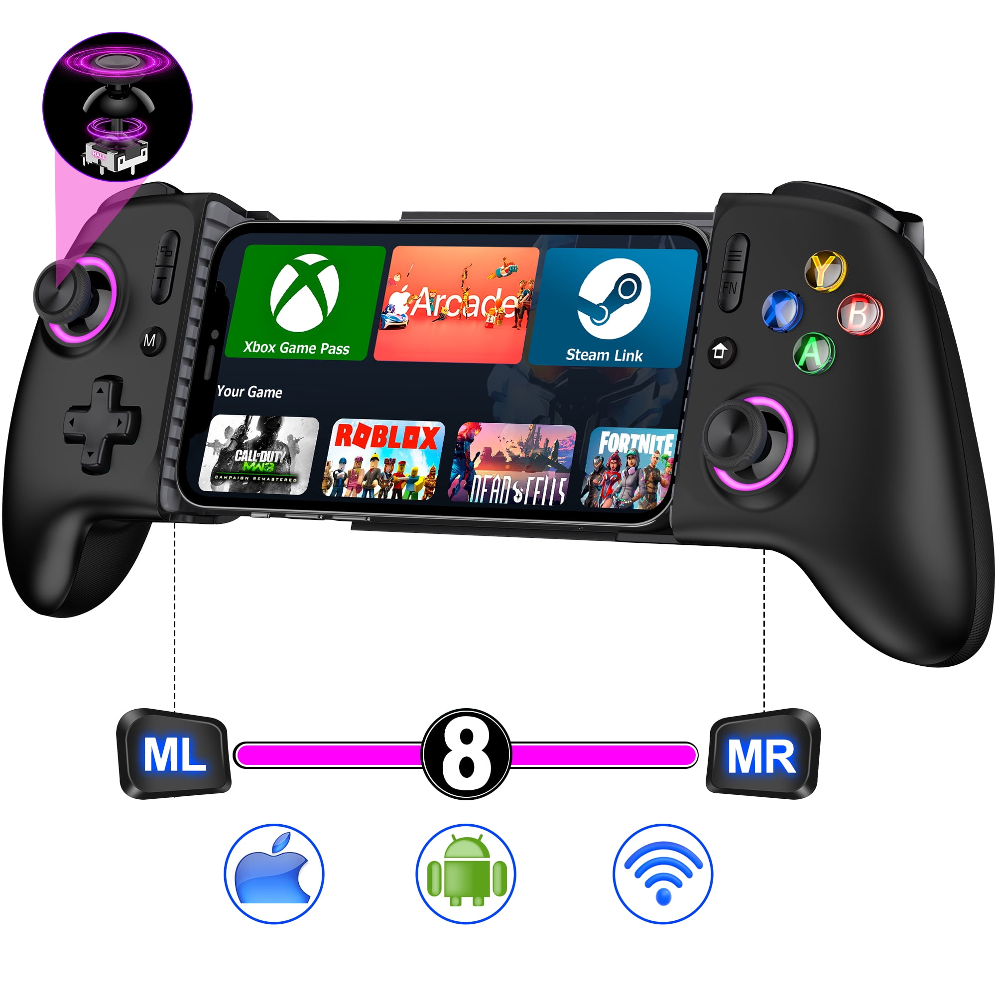 Game Controller Suitable For Phone/Android/IOS Gamepad, Dual Hall ...