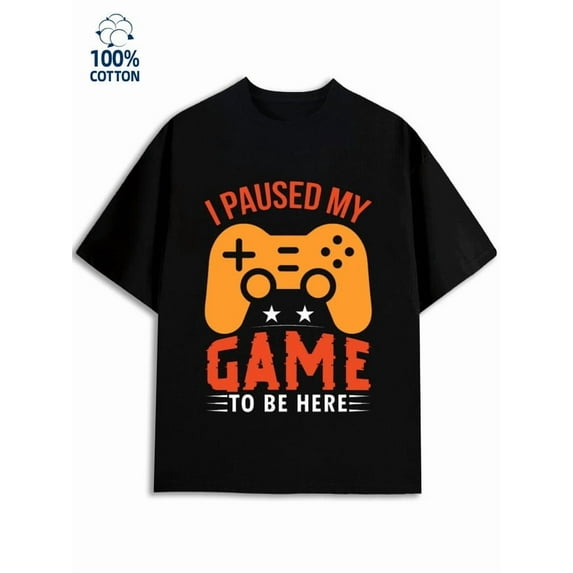 Game Controller Tee for men game 180G 100% Cotton black game over merch ...