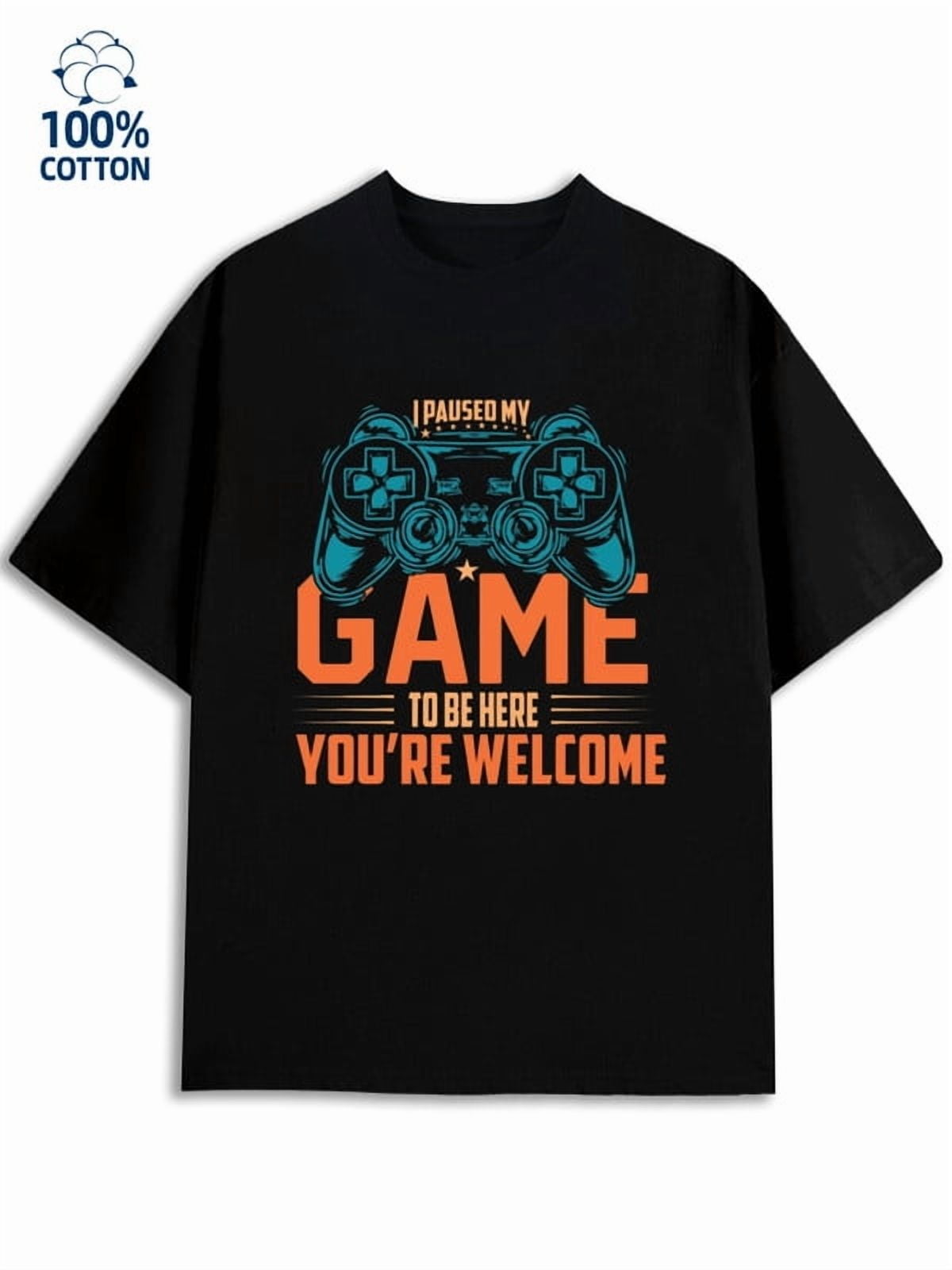 Game Controller Tee men games 180G 100% Cotton black joy game over ...