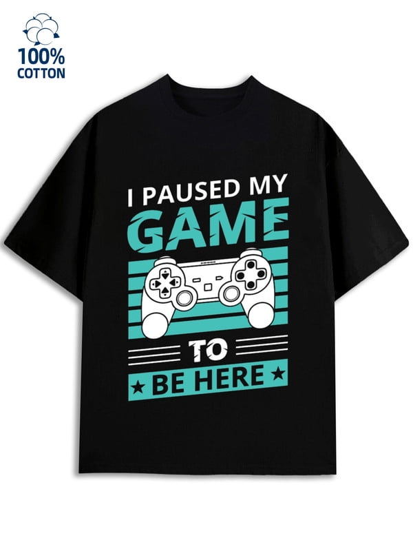 Game Controller Tee men's games 180G 100% Cotton black funny game Funny ...