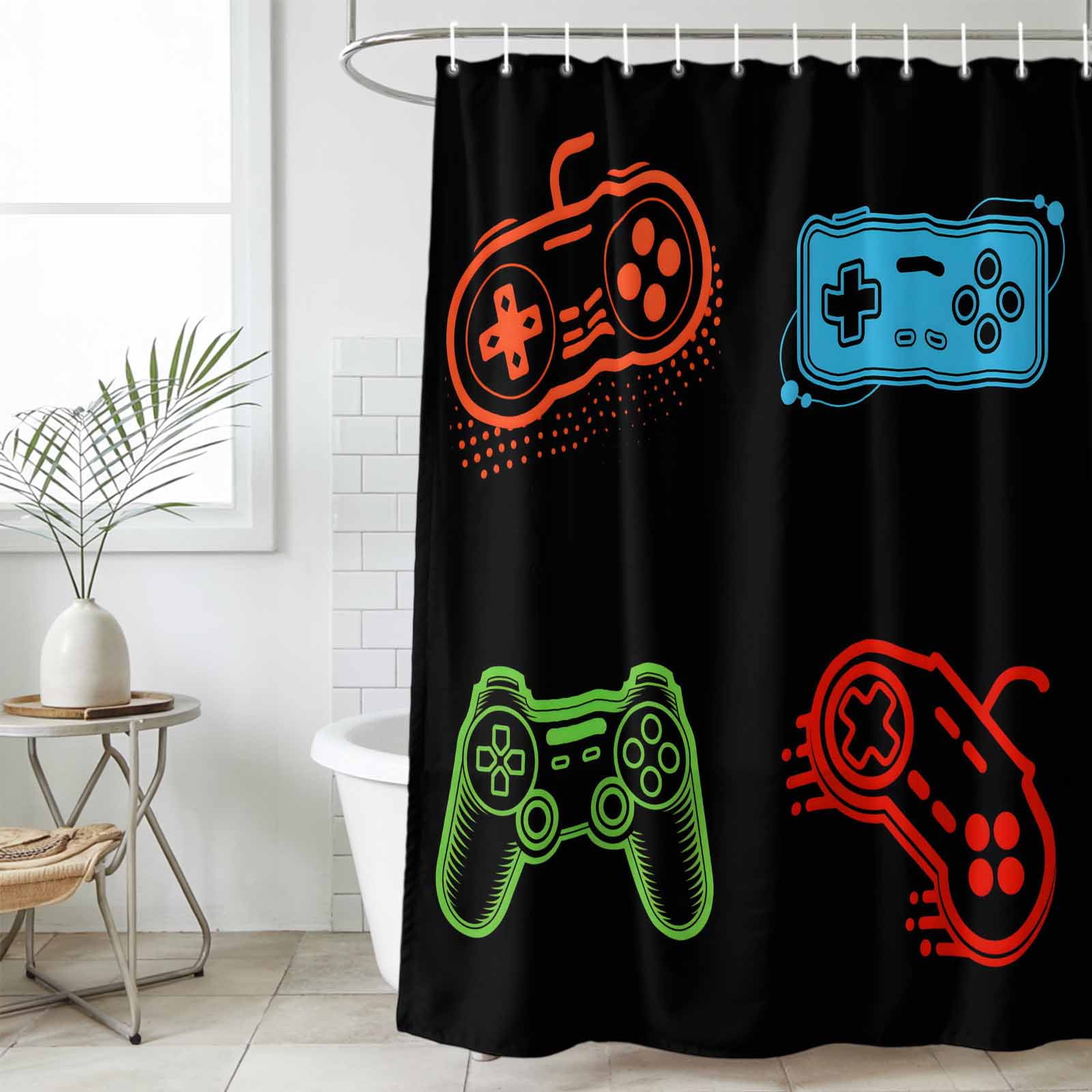Game Controller Waterproof Fabric Shower Curtain,Modern Art Gaming ...