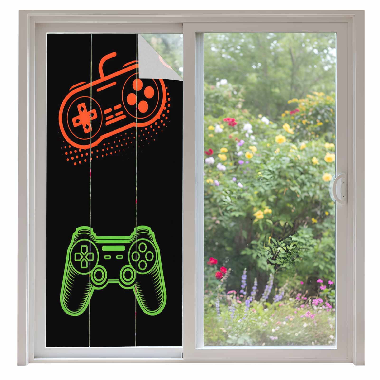 Game Controller Window Privacy Film, Modern Art Gaming Handheld Black ...