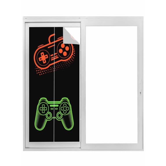 Game Controller Window Privacy Film, Modern Art Gaming Handheld Black ...