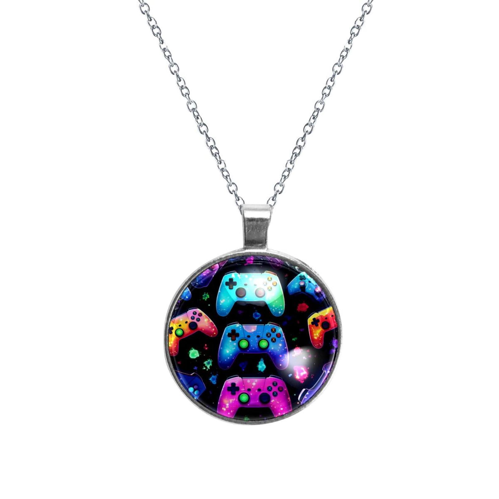 Game Controller Women's Circular Glass Design Pendant Necklace ...