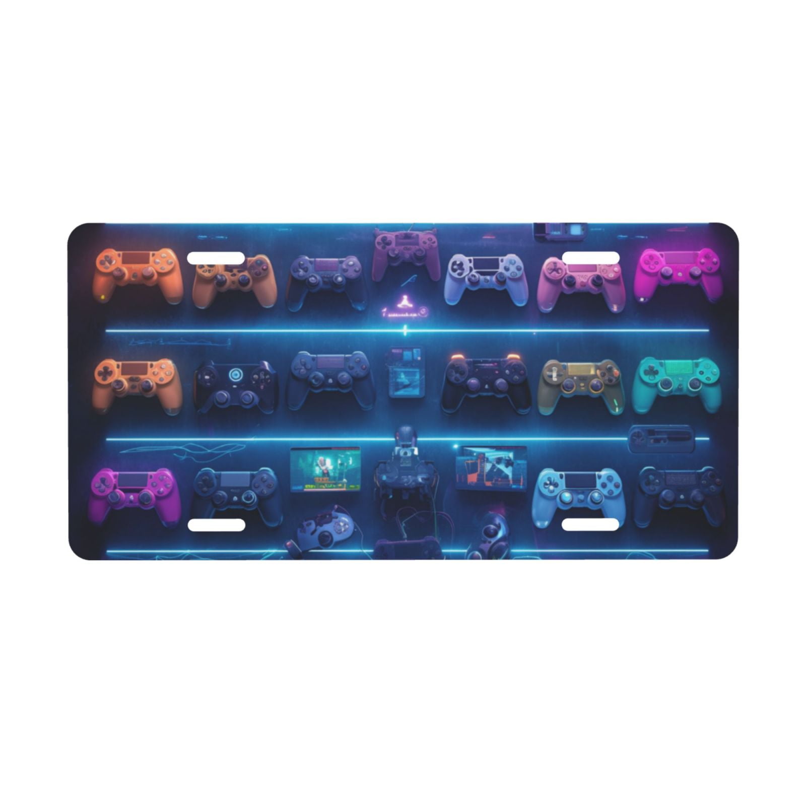 Game Controllers Under Neon Light License Plate 6" x 12" Decorative ...