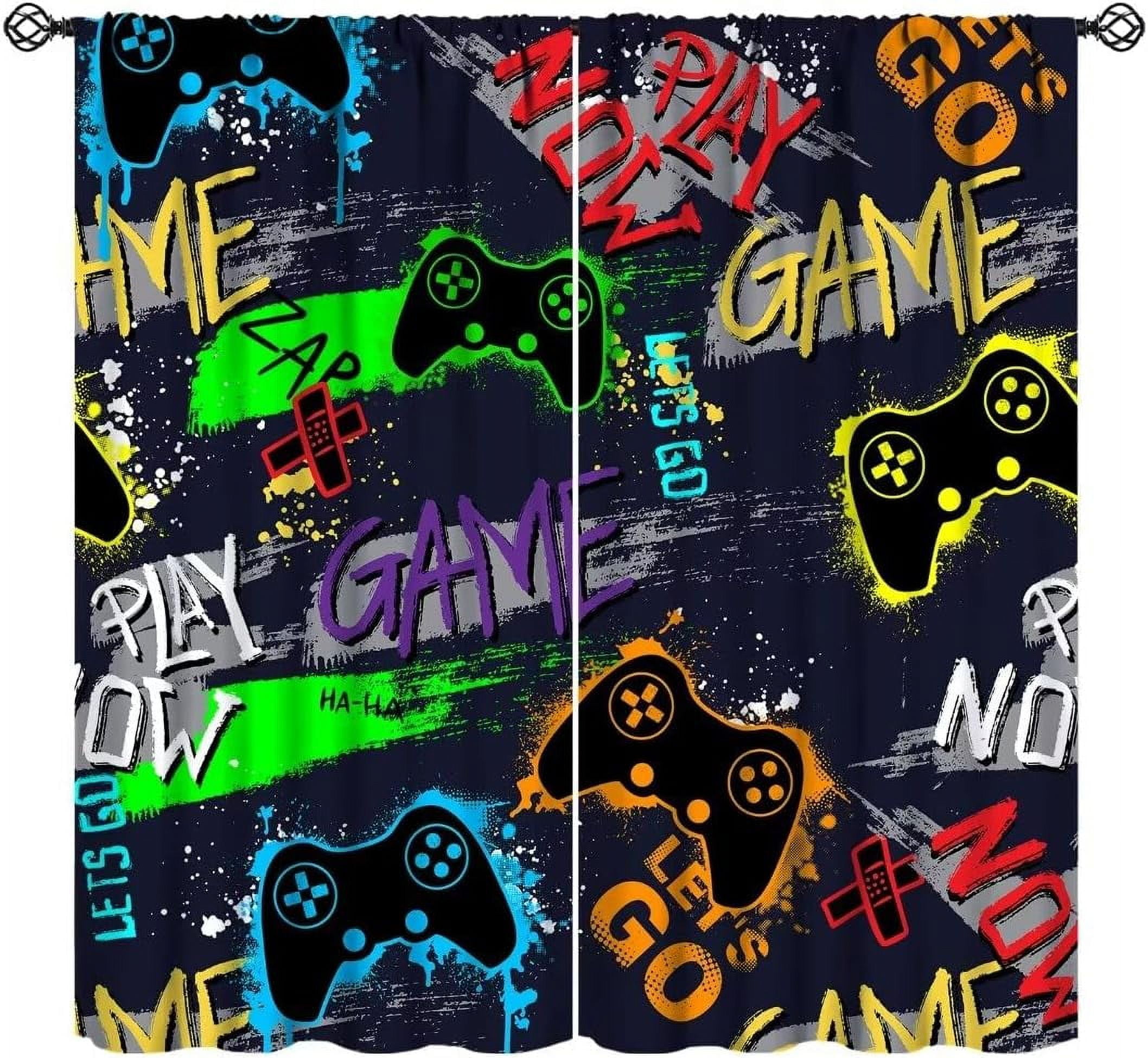 Game Curtains, Colorful Video Game Controller Bright Gamepad Cool Boys ...
