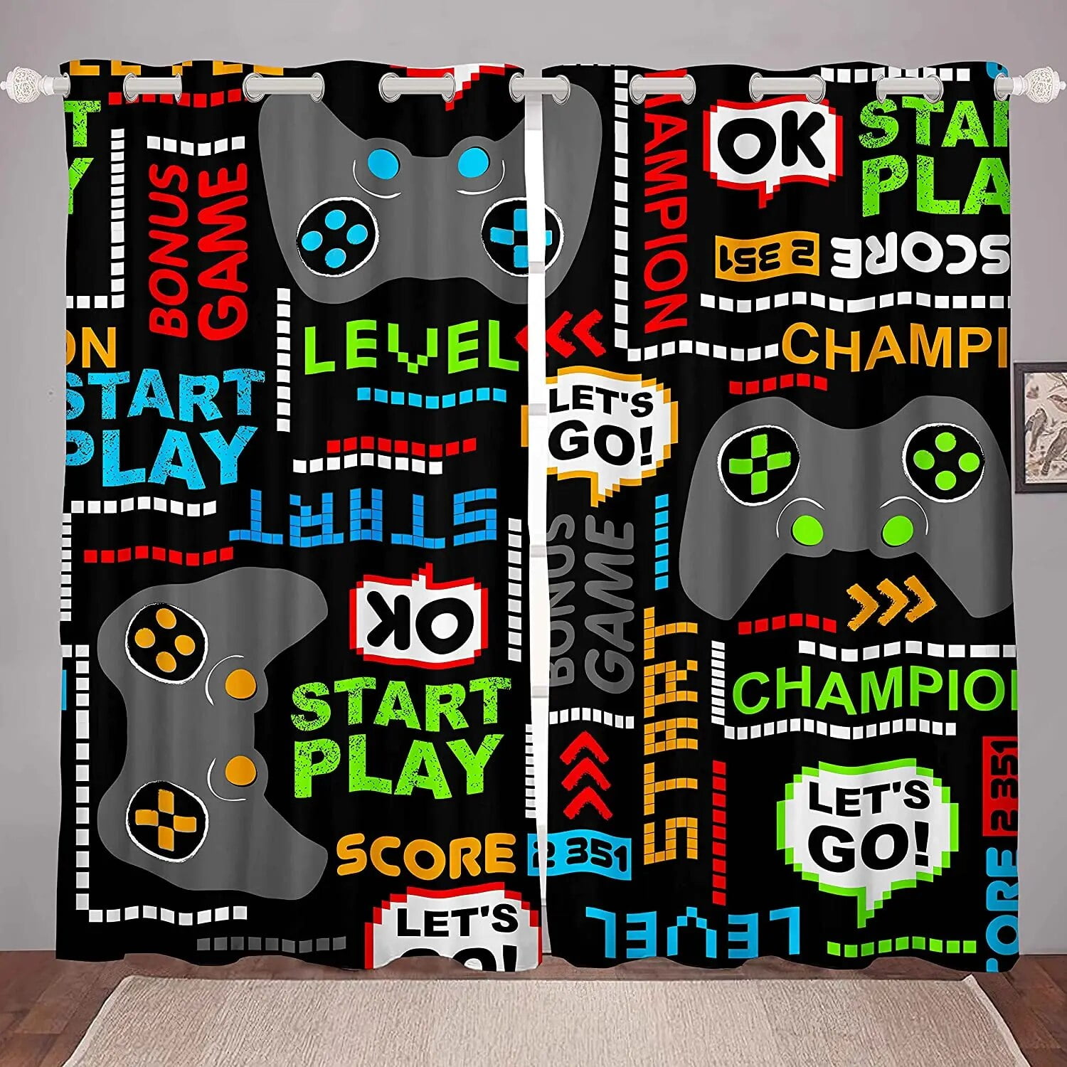 Game Curtains for Bedroom Living Room Boys Gaming Gamer Gamepad ...
