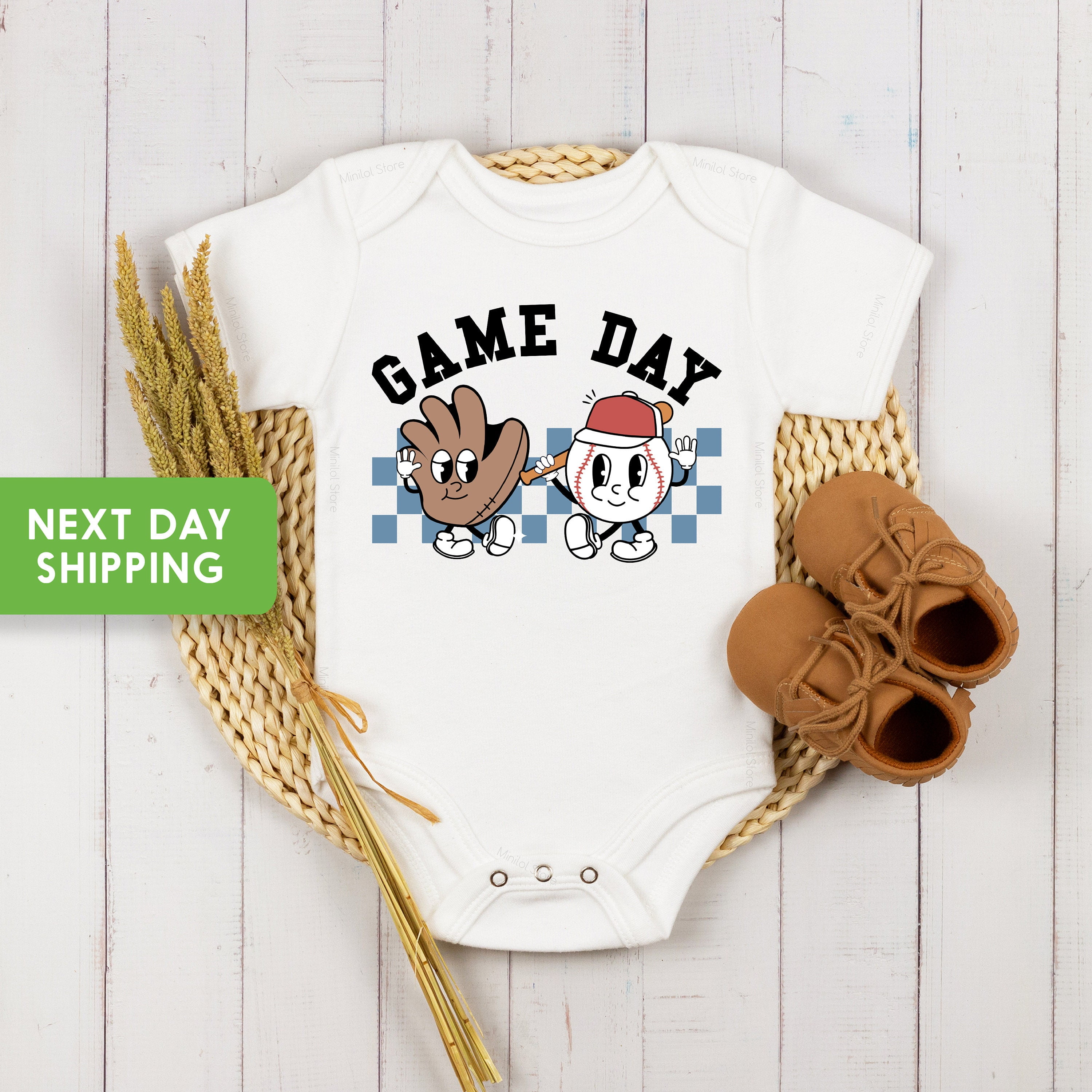 Game Day Baby Onesie, Retro Baseball Bodysuit, Cute Game Day Onesie ...