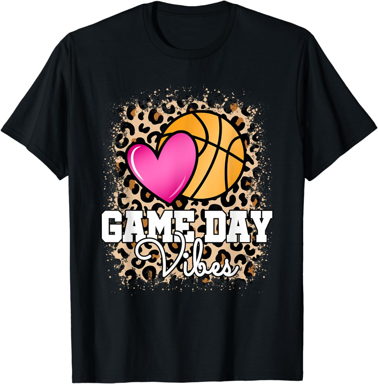 Game Day Basketball Leopard Print Women Girls Basketball T-Shirt ...