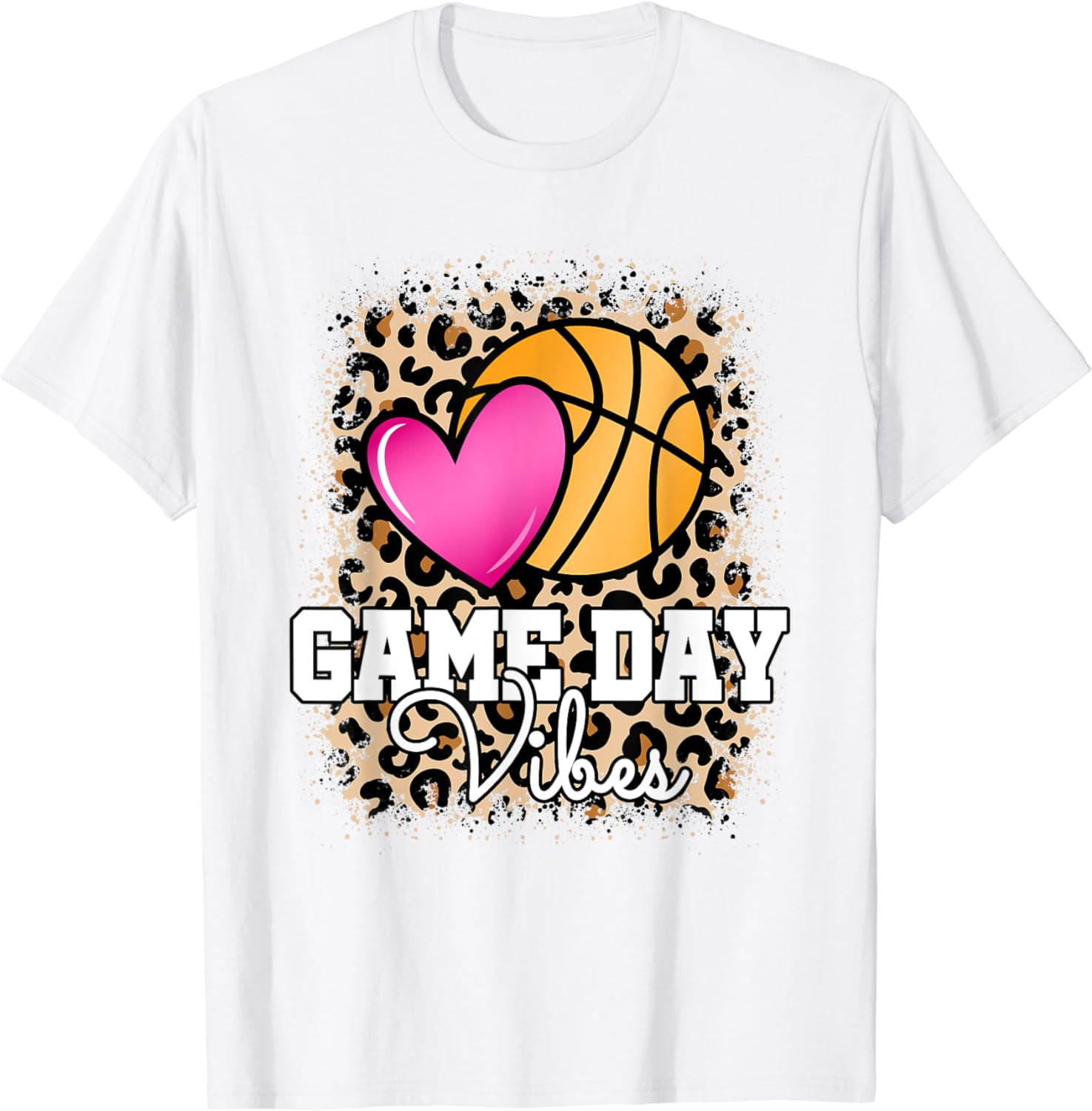 Game Day Basketball Leopard Print Women Girls Basketball T-Shirt ...