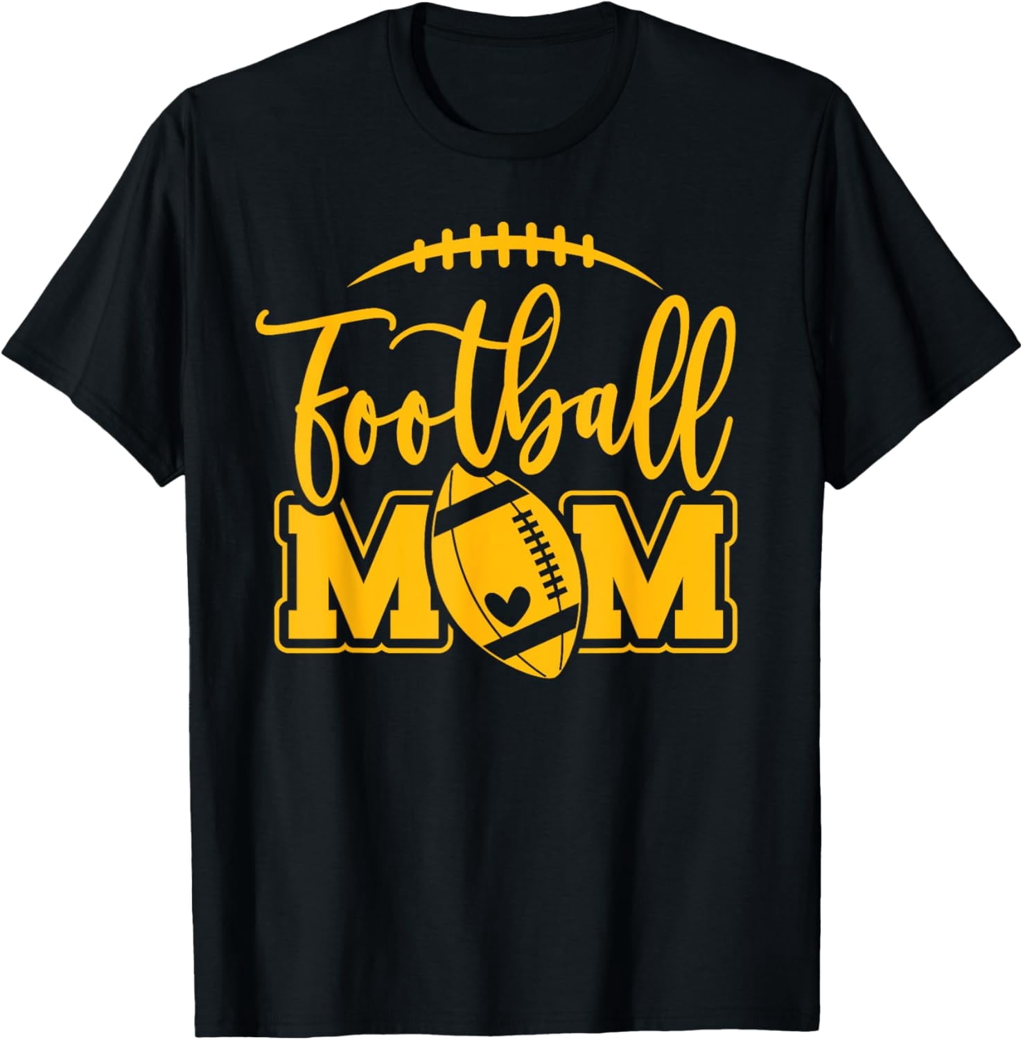 Game Day Black and Yellow High School Football Football Mom T-Shirt ...