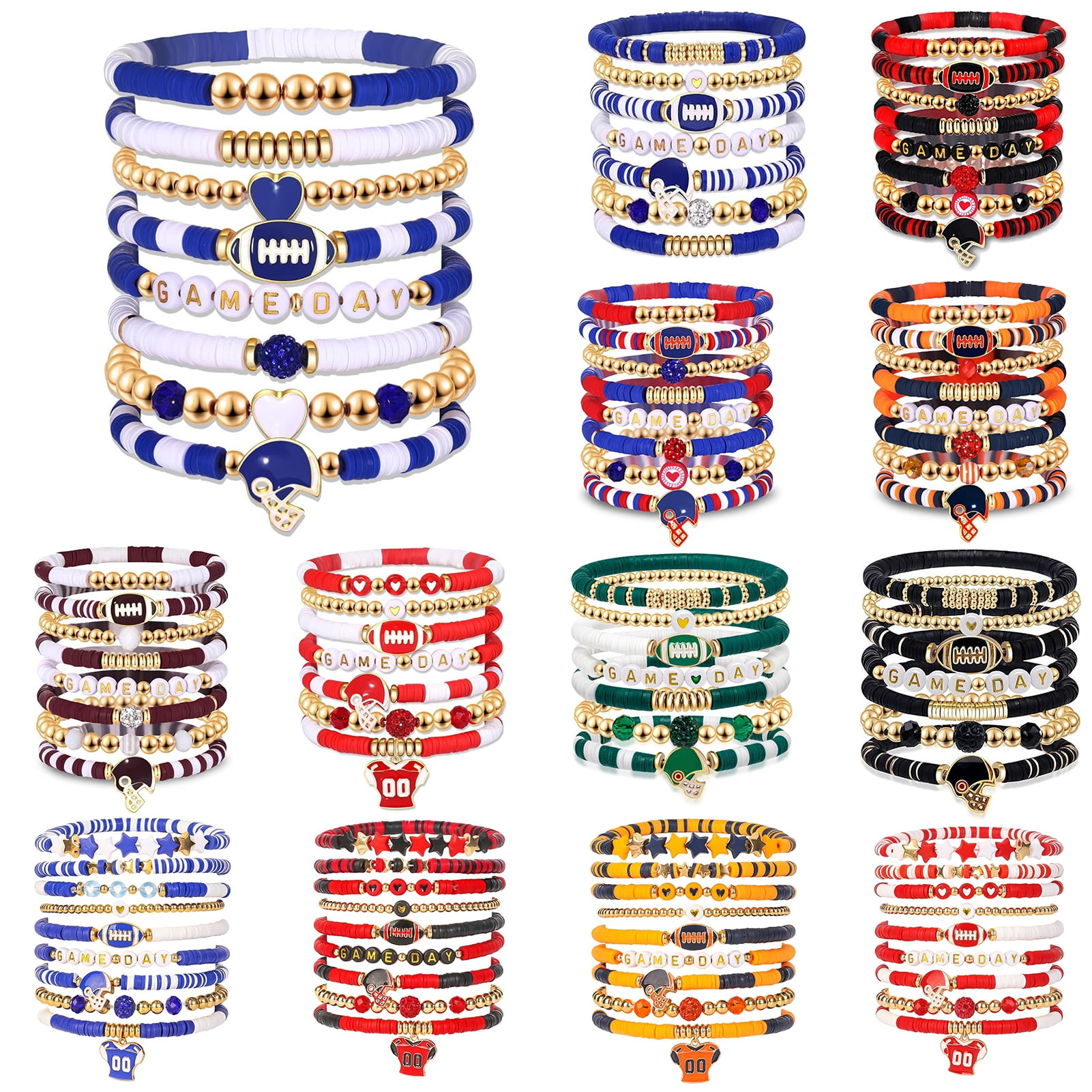 Game Day Bracelets Stackable Sports Football Charm Bracelets ...