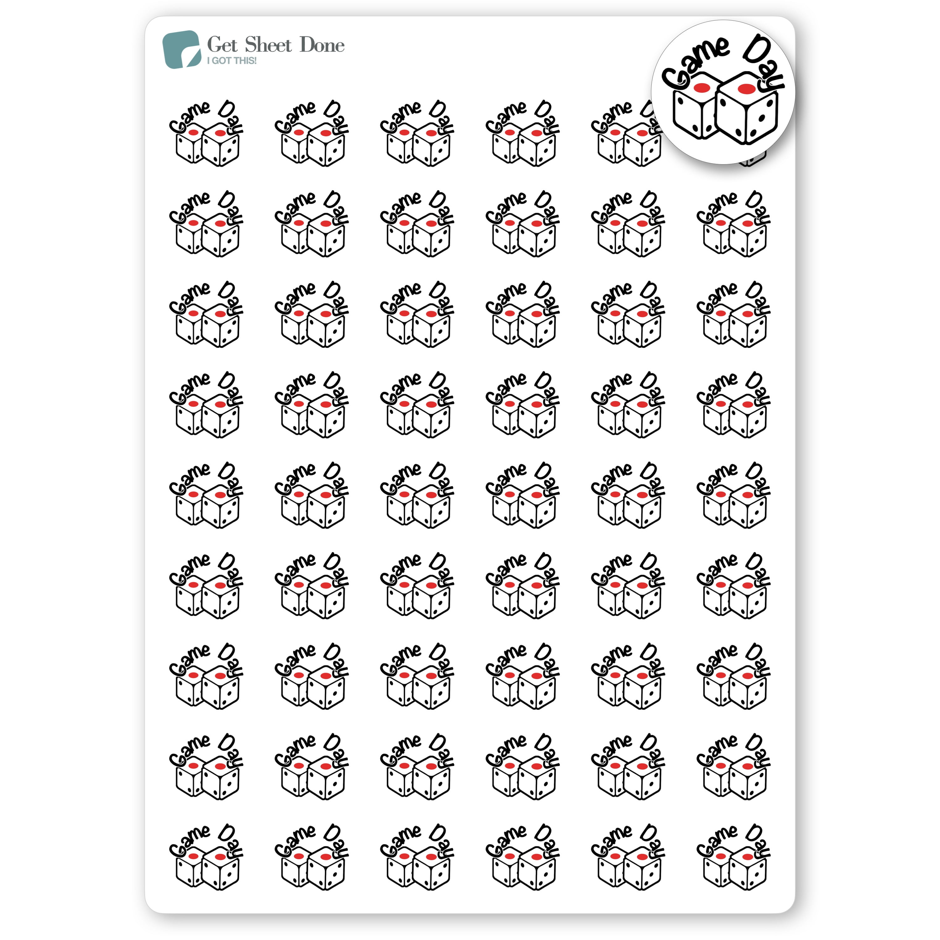 Game Day (Dice) Planner Stickers / Appointments Reminder Stickers ...